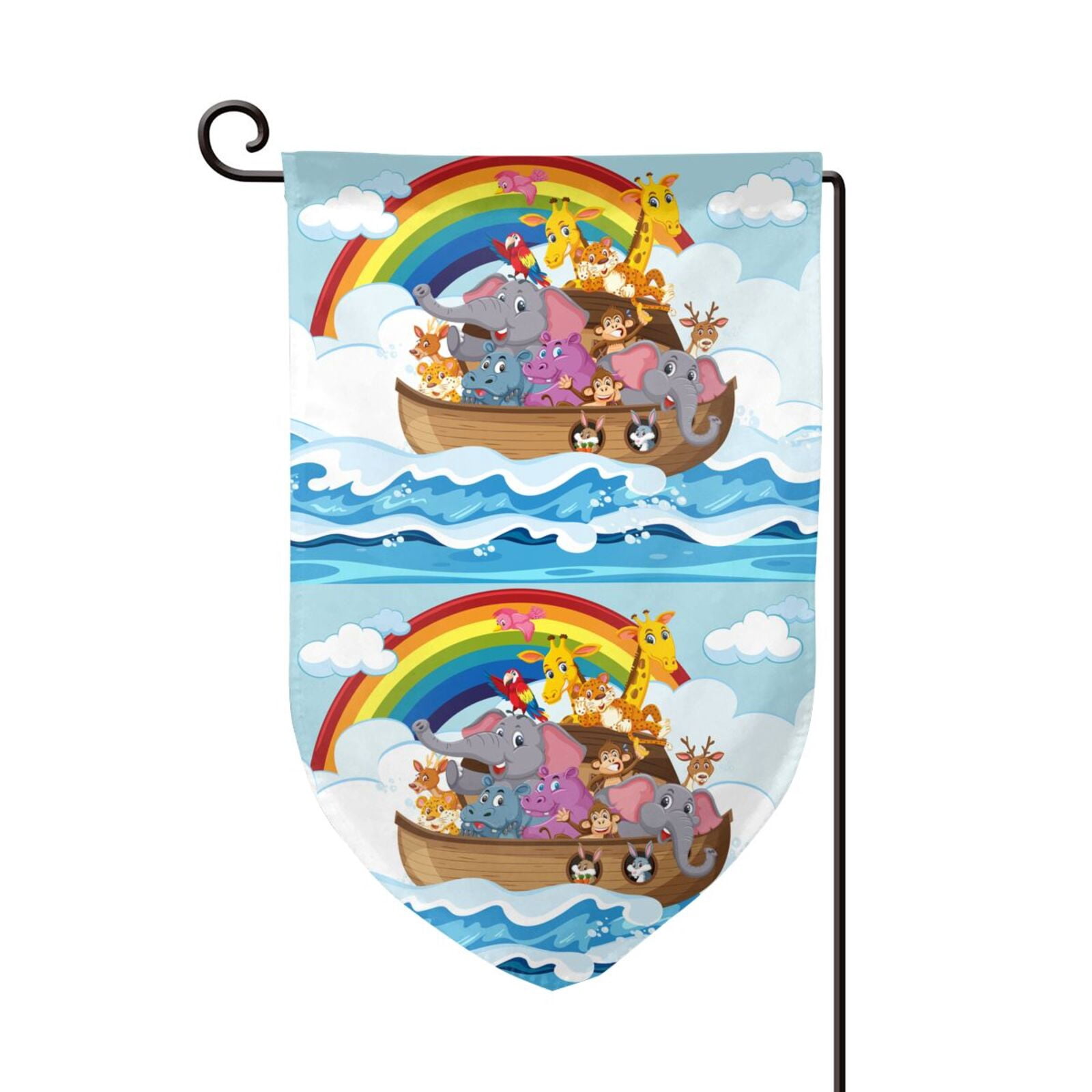 Zufioo Rainbow Animals on Noah's Ark Print Garden Decoration Flags, Sun ...