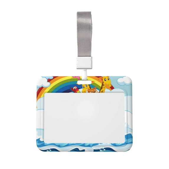 Zufioo Rainbow Animals on Noah's Ark Print Work Badge Protective Case ...