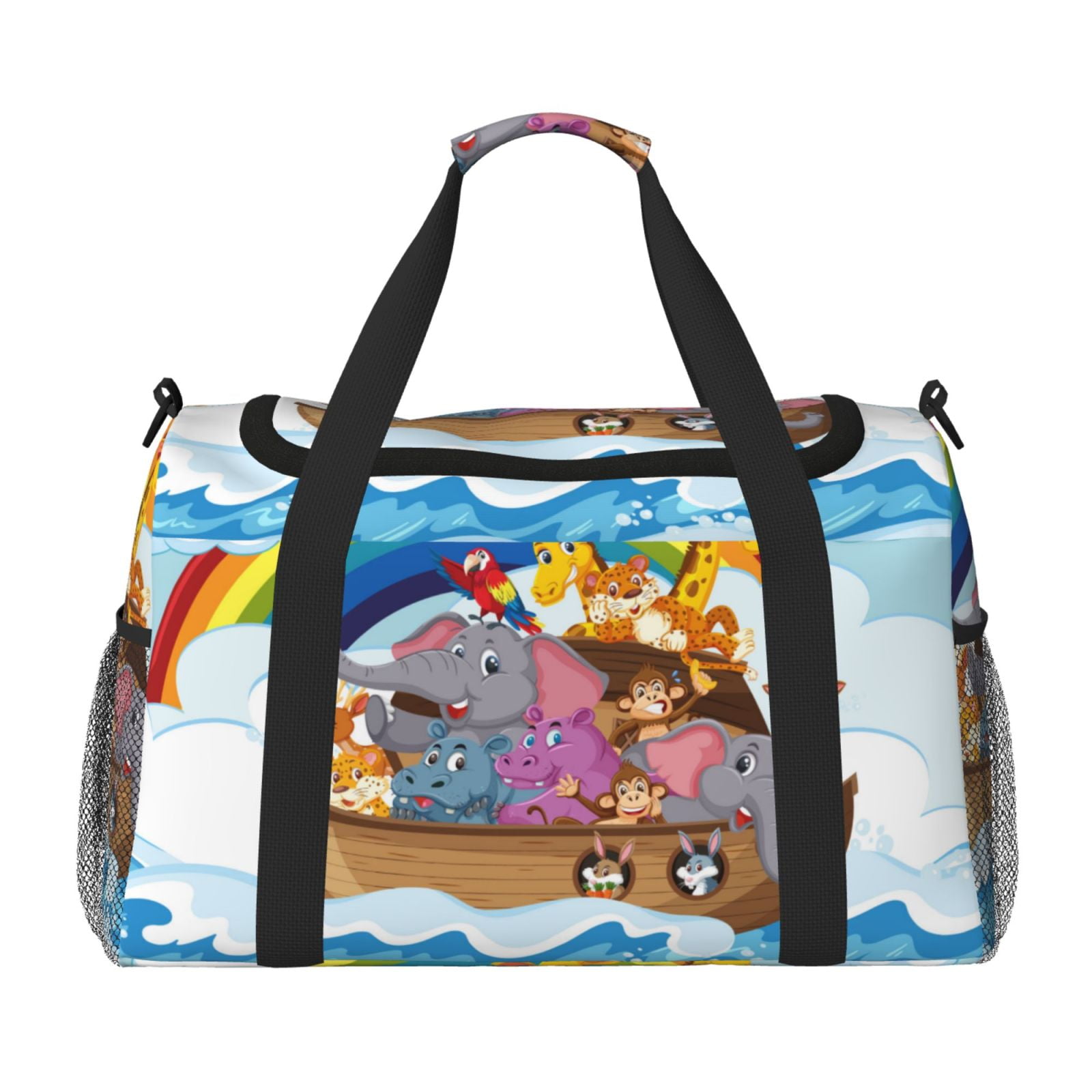 Zufioo Rainbow Animals on Noah's Ark Print Hand-Held Messenger Travel ...