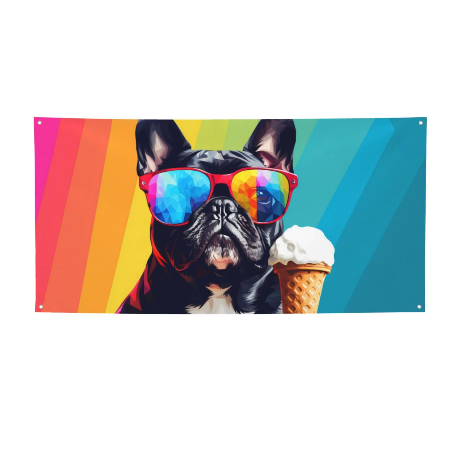Zufioo Rainbow Bulldog Sunglasses Print Holiday Banners, Party Banners ...