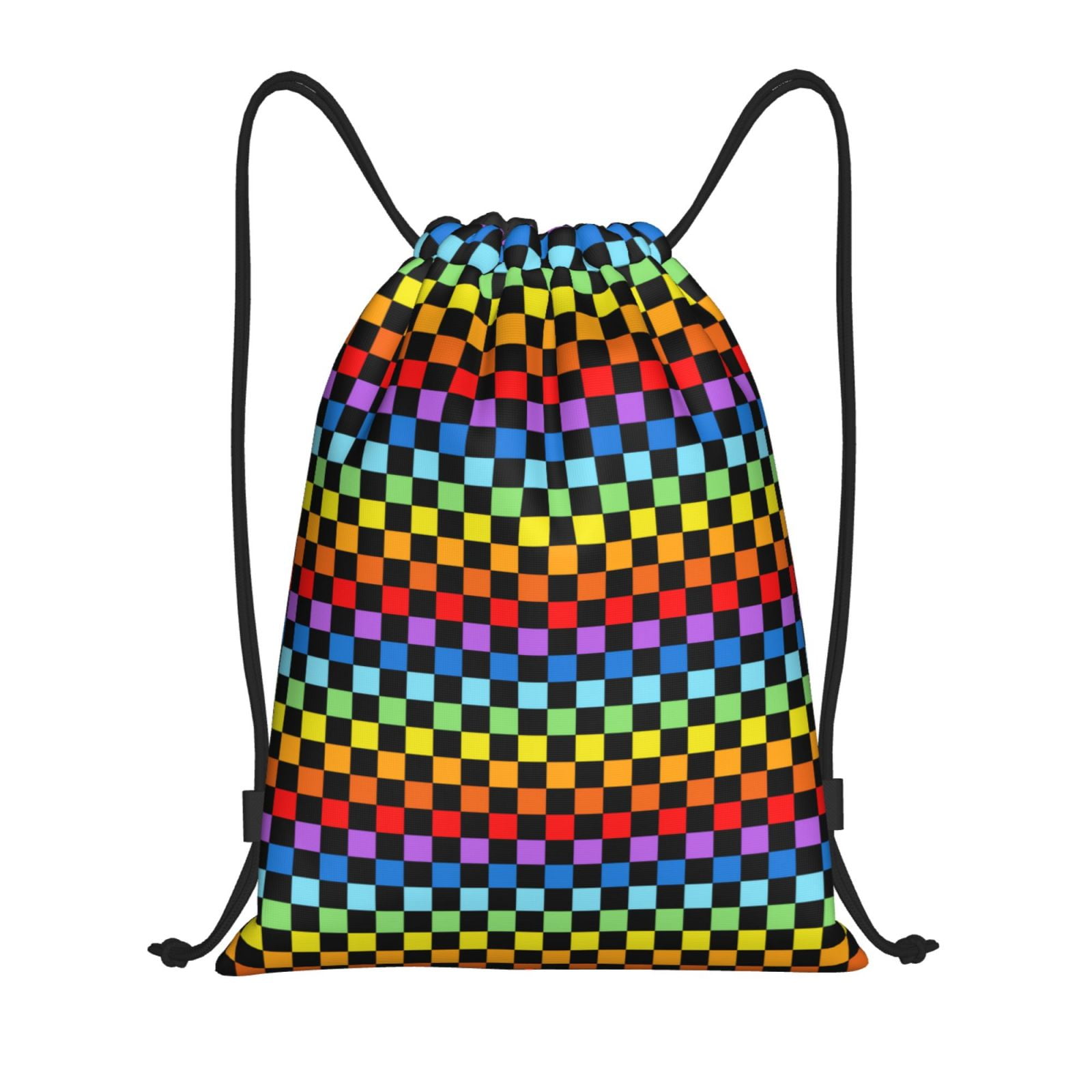 Zufioo Rainbow Chequerboard Sports Cinch Sack Gym String Bags Machine ...