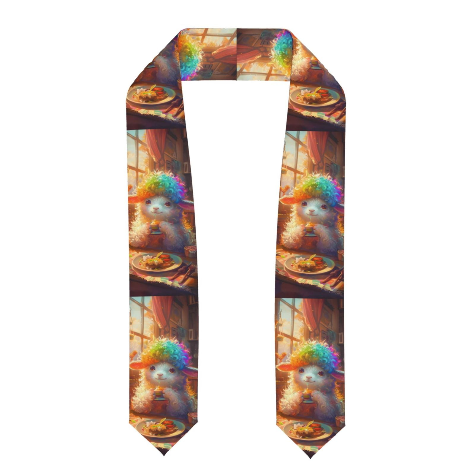 Zufioo Rainbow Lamb Breakfast Print Graduation Shawl Ribbon, Graduation ...