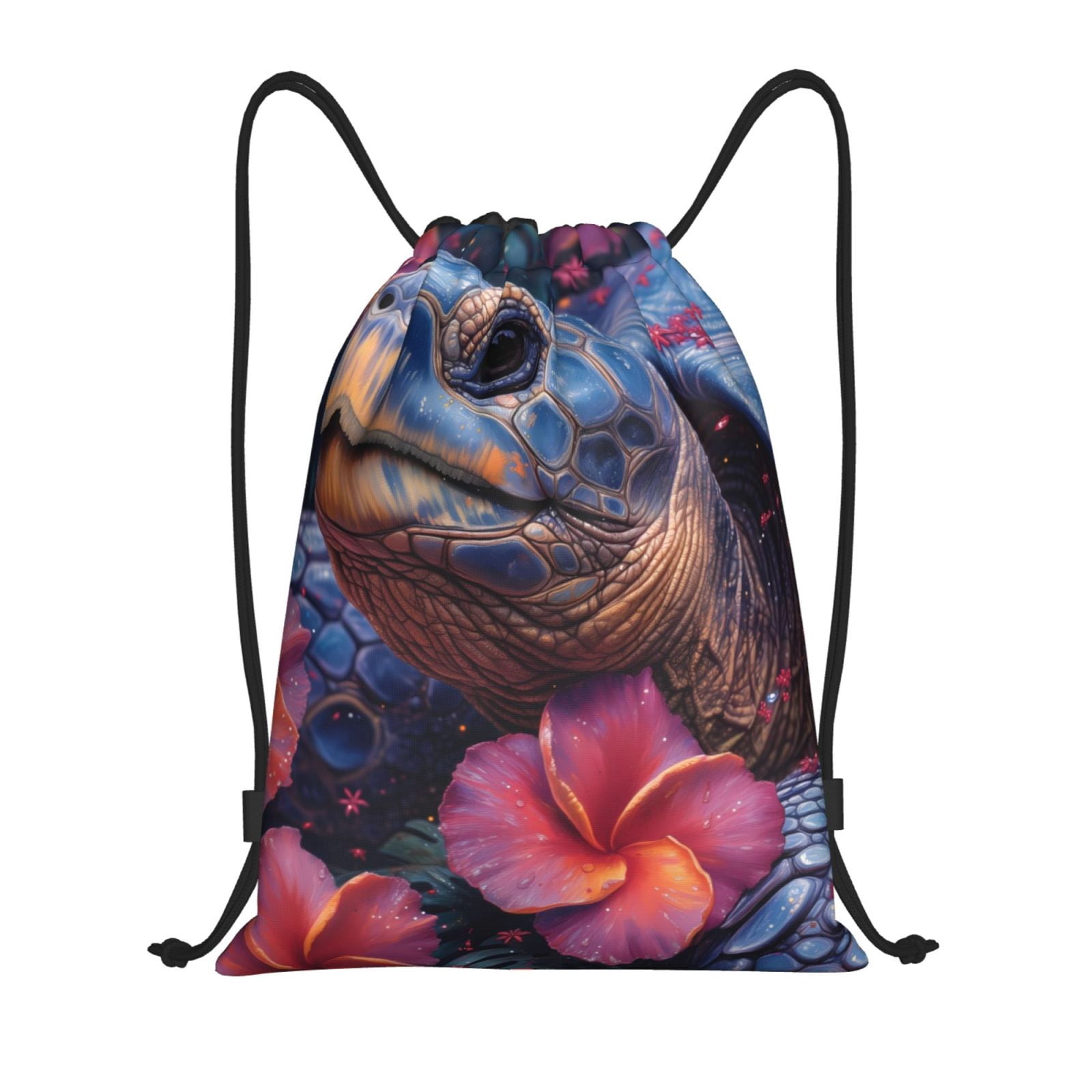 Zufioo Realistic Flower Turtle Sports Cinch Sack Gym String Bags ...