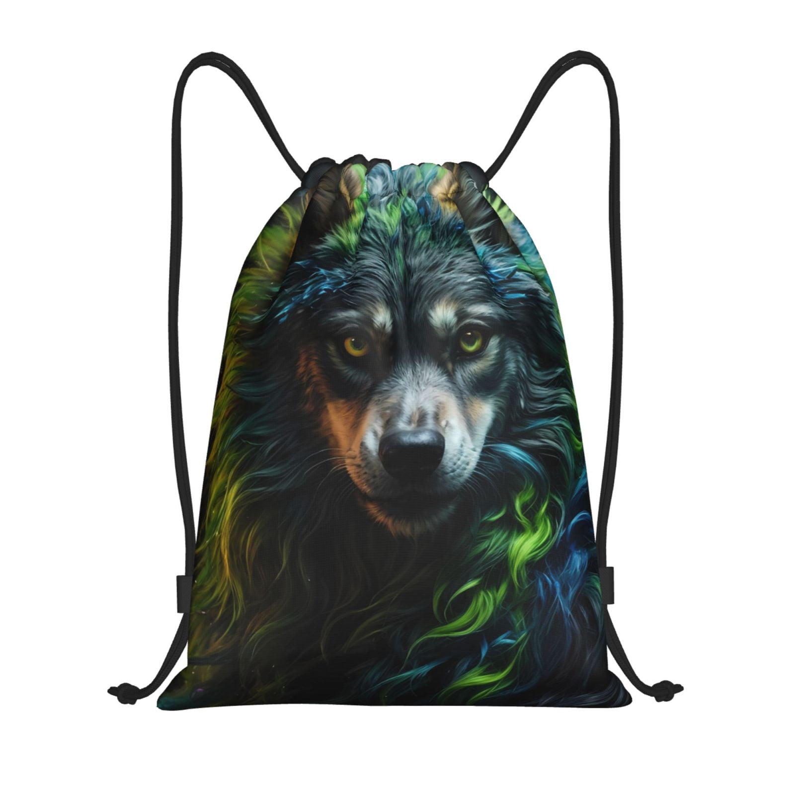 Zufioo Realistic Style Colorful Wolf A Sports Cinch Sack Gym String ...