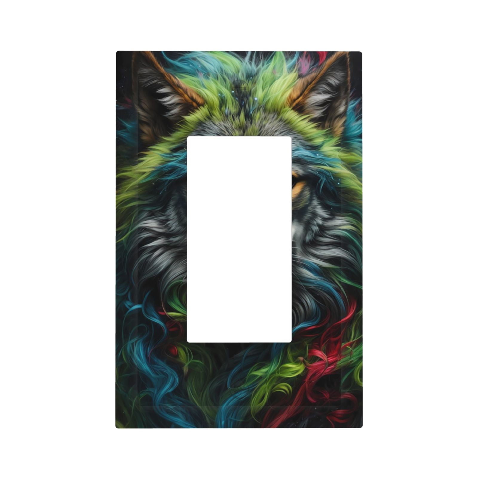 Zufioo Realistic Style Colorful Wolf Print Switch Wall Plate, Dustproof ...