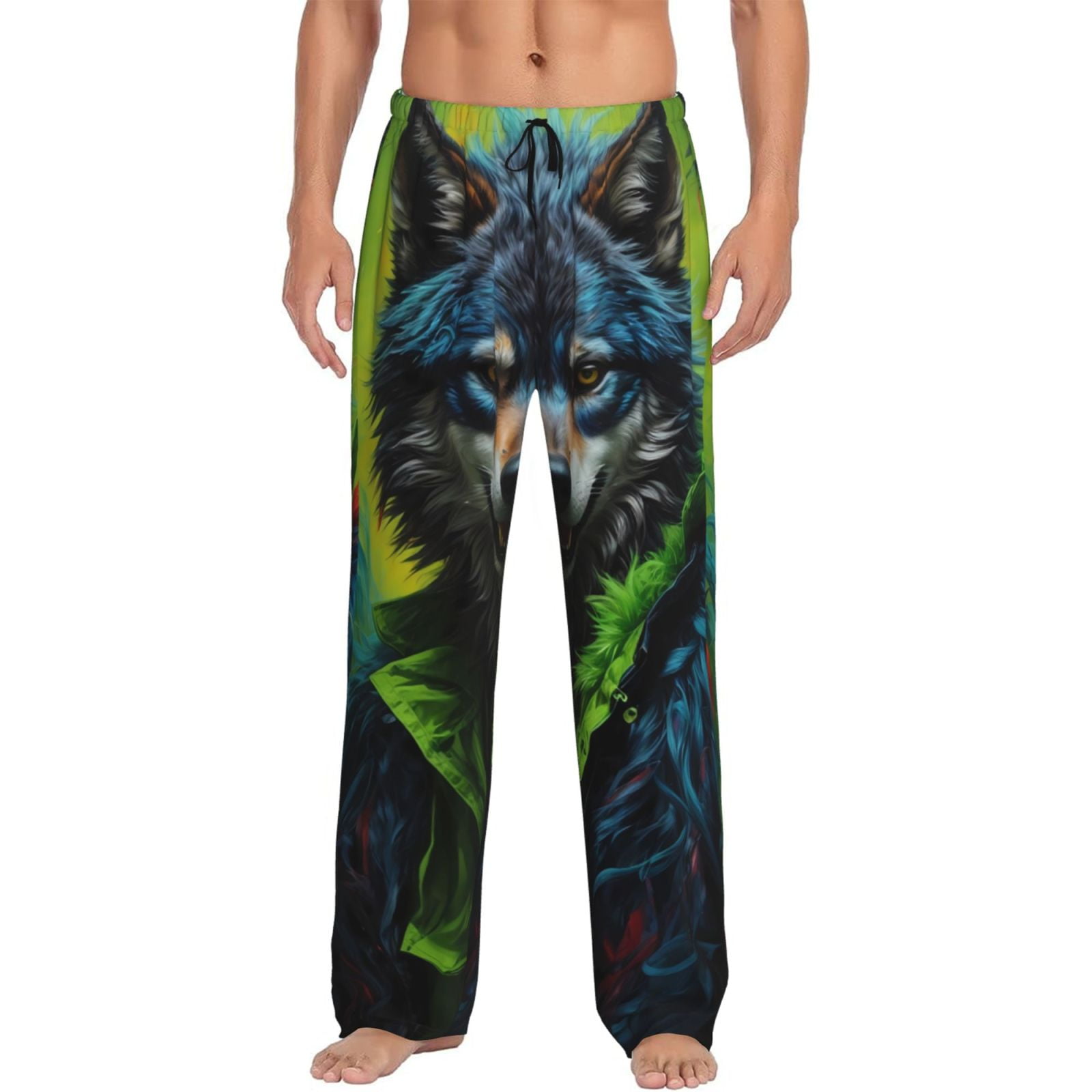Zufioo Realistic Style Wolf Warrior Mens Pajama Pants Sleep & Lounge ...
