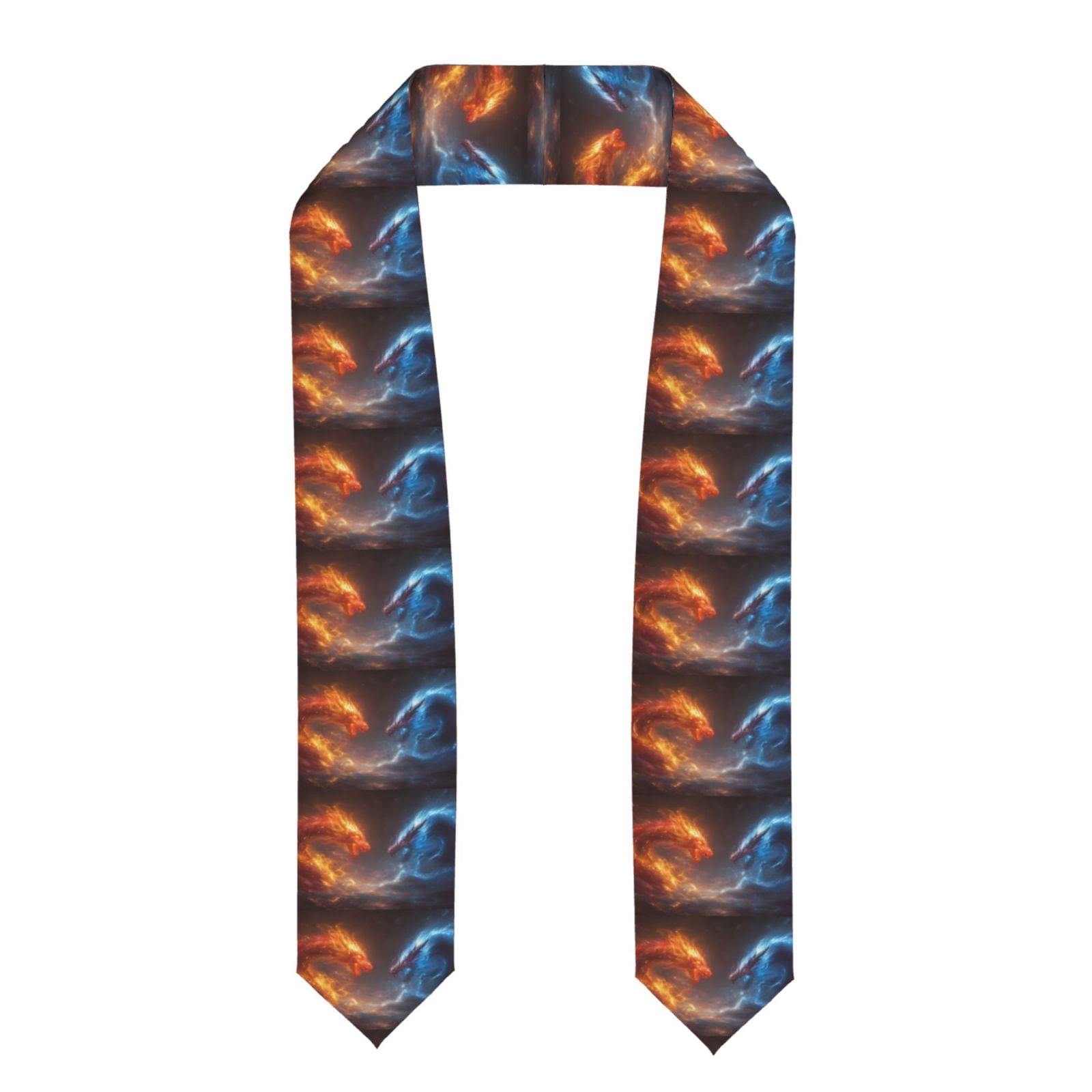 Zufioo Red And Blue Fire Dragon D Print Graduation Shawl Ribbon ...