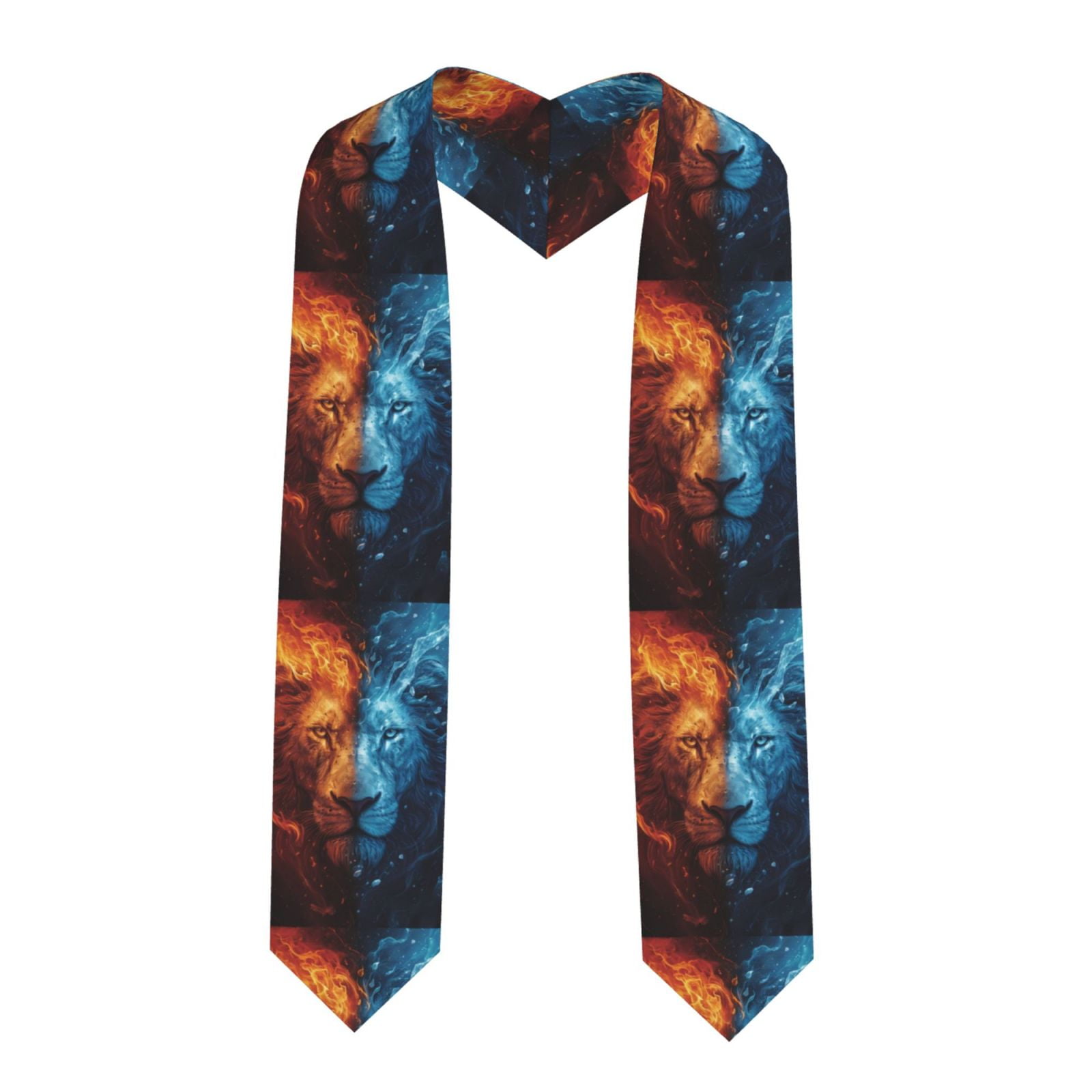 Zufioo Red And Blue Fire Lion Print Graduation Shawl Ribbon, Graduation ...