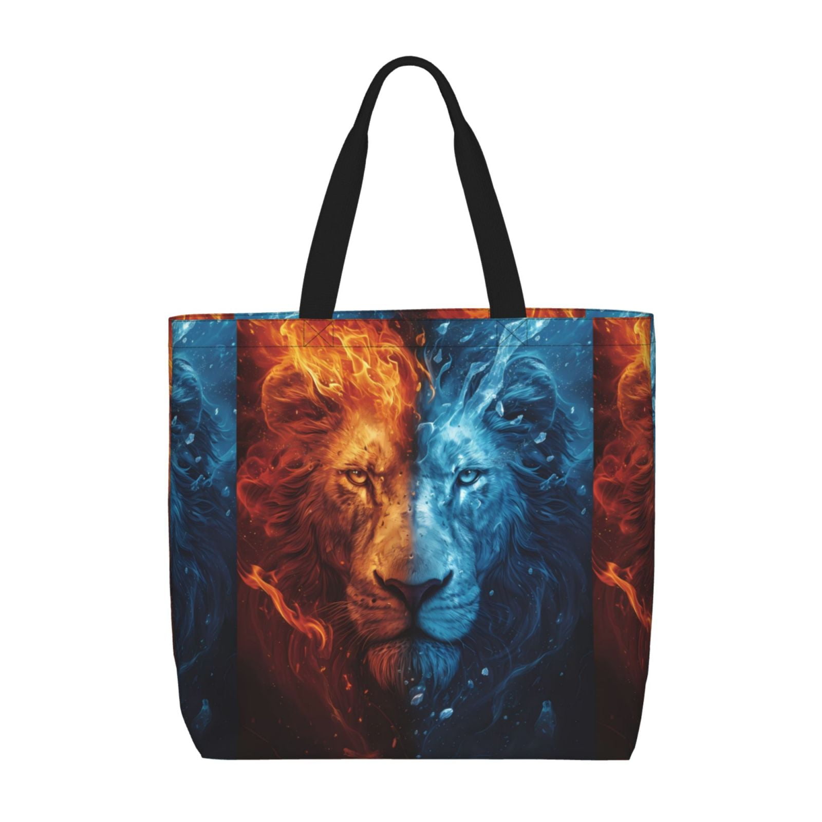 Zufioo Red And Blue Fire Lion Print Large Capacity Single Shoulder ...