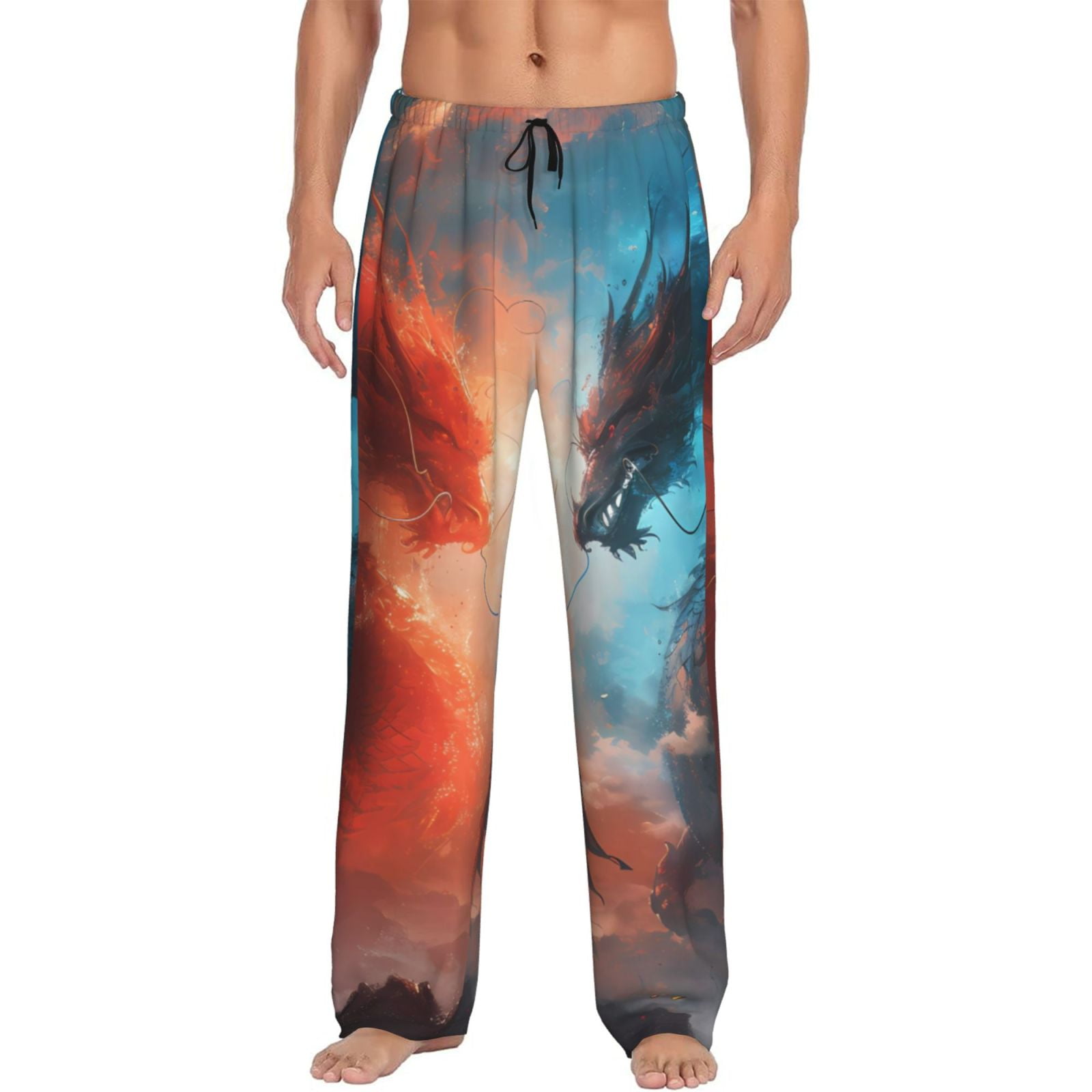 Zufioo Red And Blue Sky Dragon Mens Pajama Pants Sleep & Lounge Pants ...