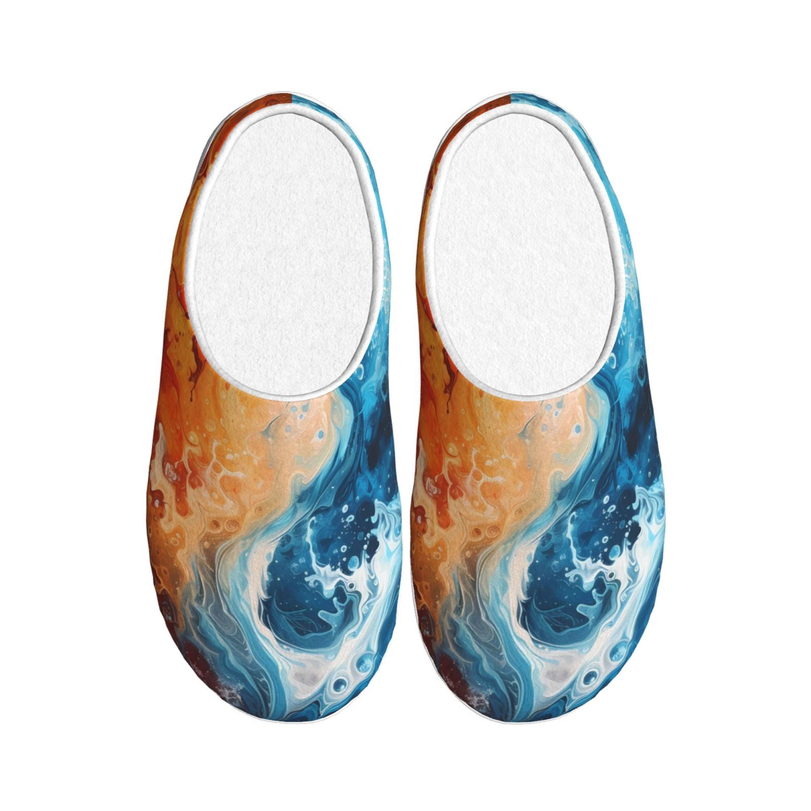Zufioo Red And Blue Waves Print Adult TPR Cotton Slippers,Winter Home ...