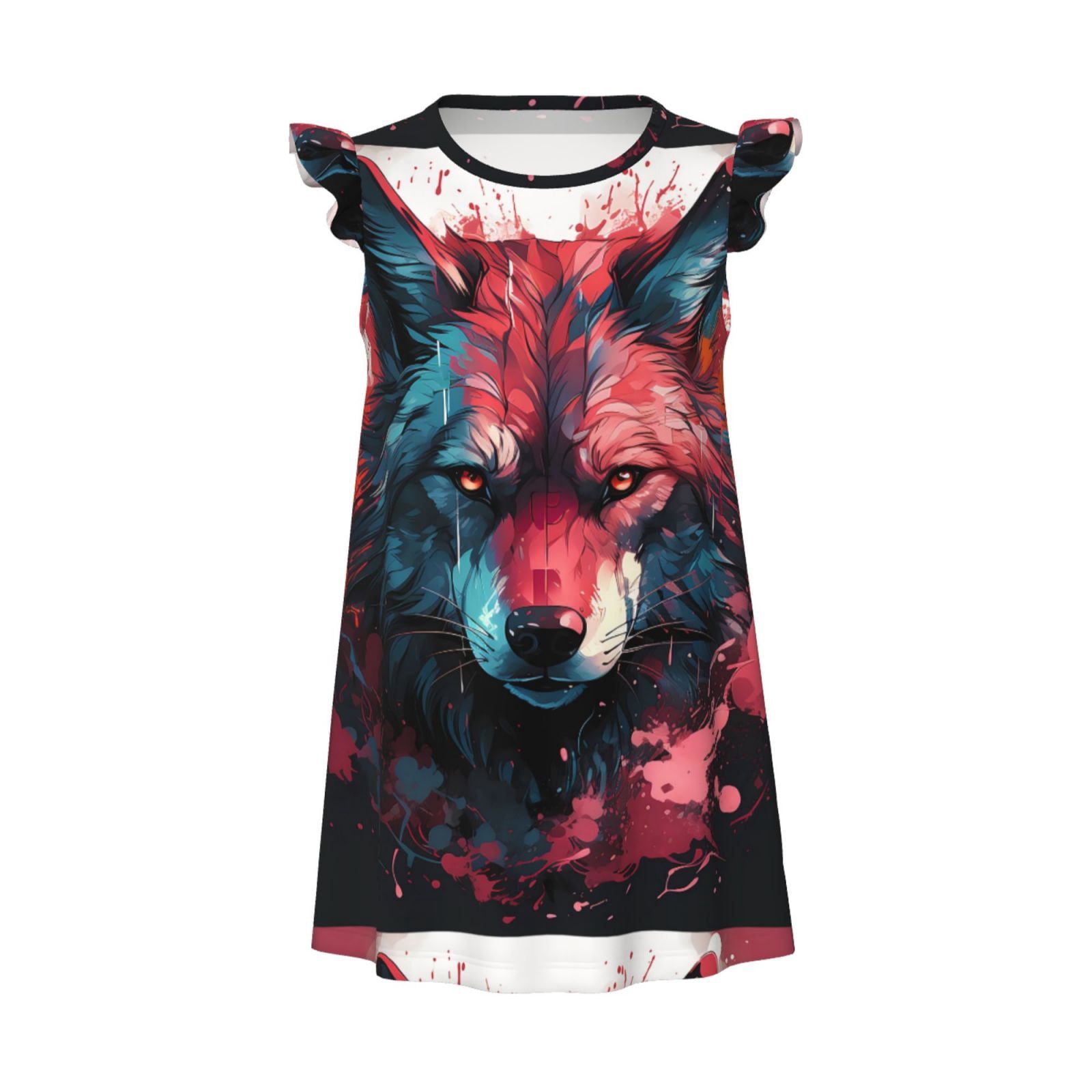 Zufioo Red Flame Wolf Head Girls Nightgowns Toddler Girl Pajamas Soft ...