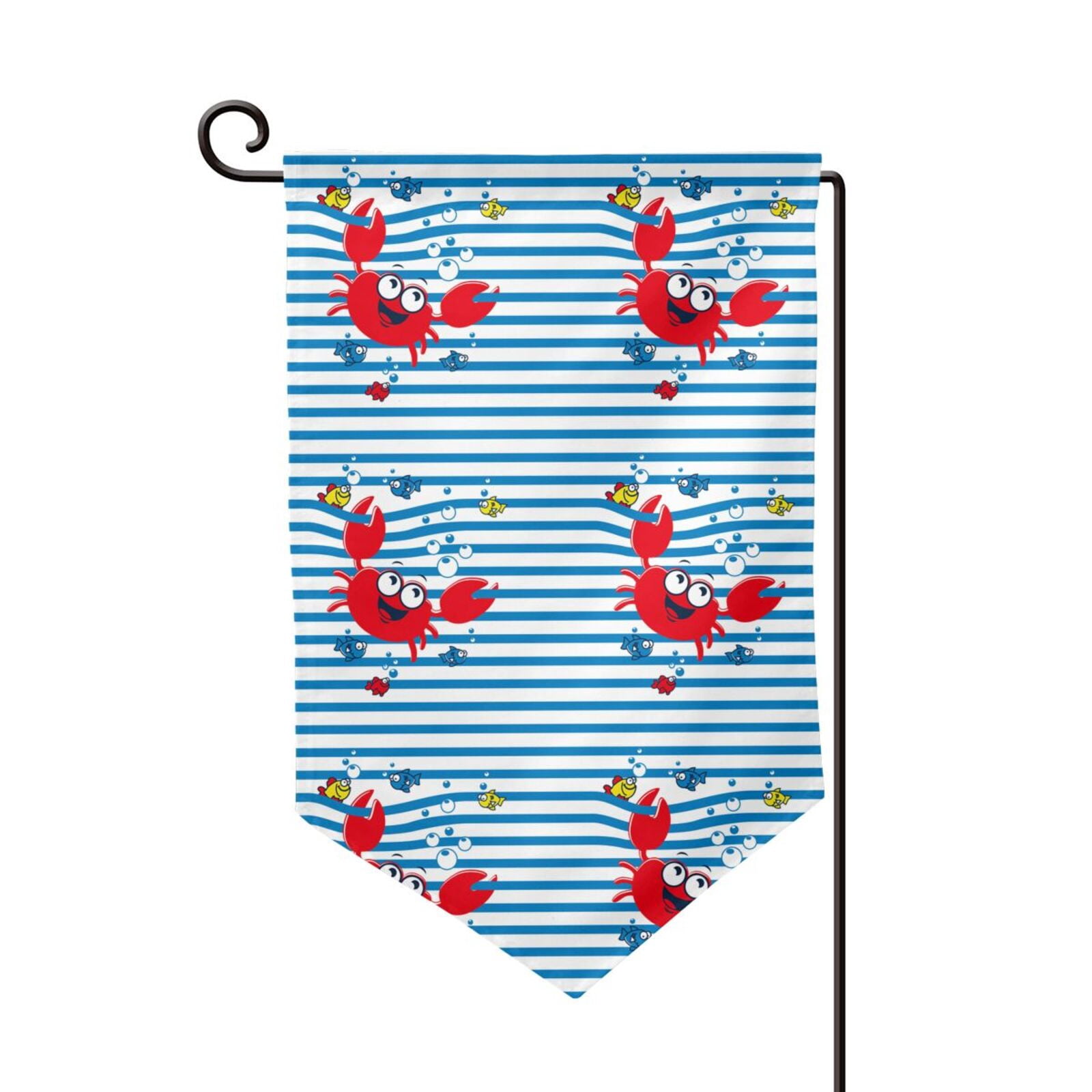 Zufioo Red Funny Crab on Blue Stripe Print Garden Decoration Flags, Sun ...