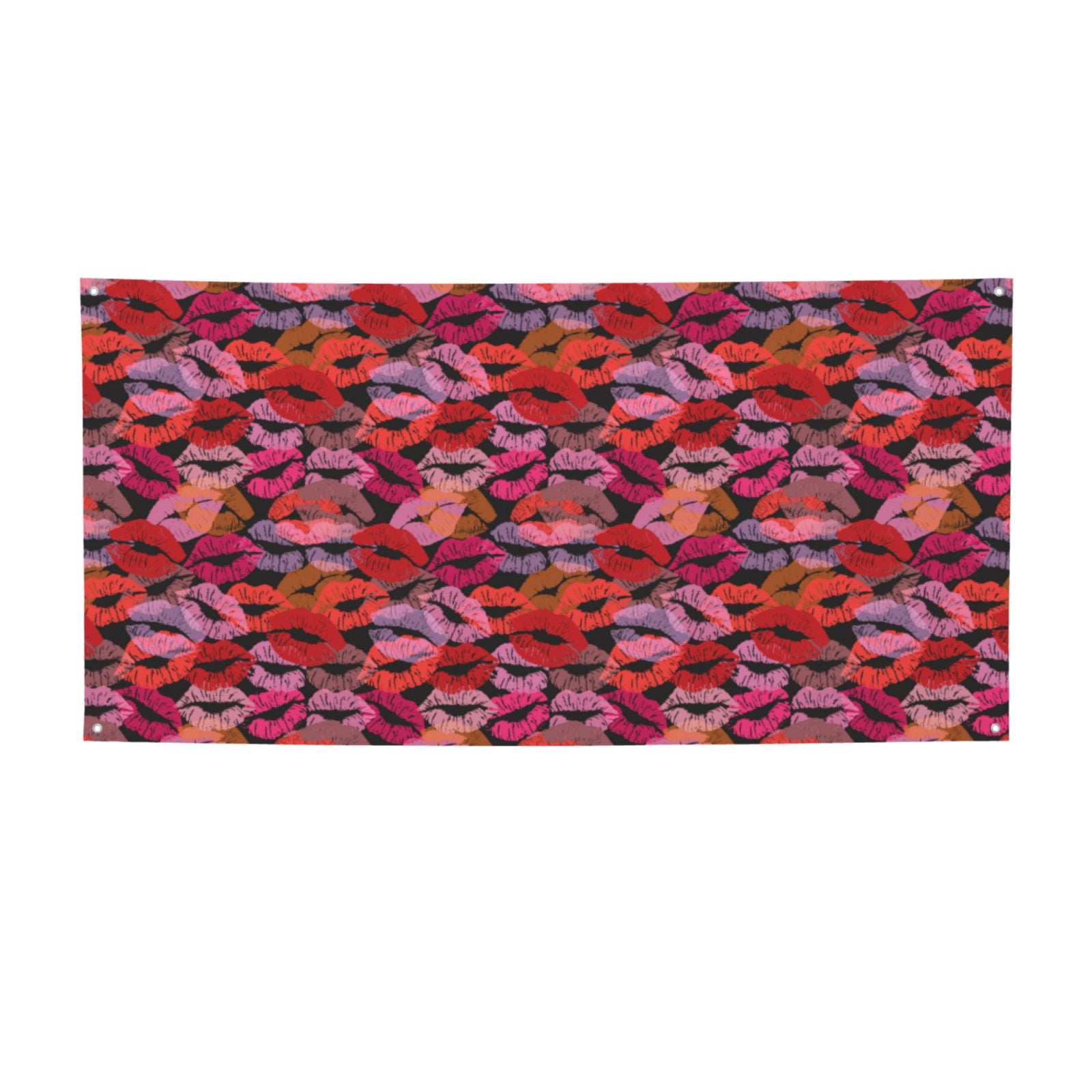 Zufioo Red Lips Kissing Print Holiday Banners, Party Banners, Hanging ...