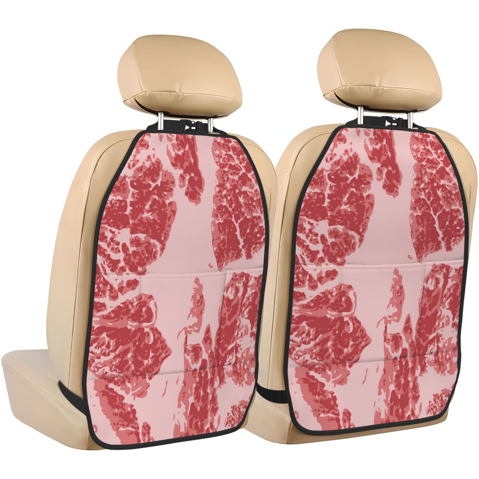 Zufioo Red Meat for Car Seat Kick-Proof Storage Pads 2 Pack, Anti-Stain Adjustable Car Seat ...
