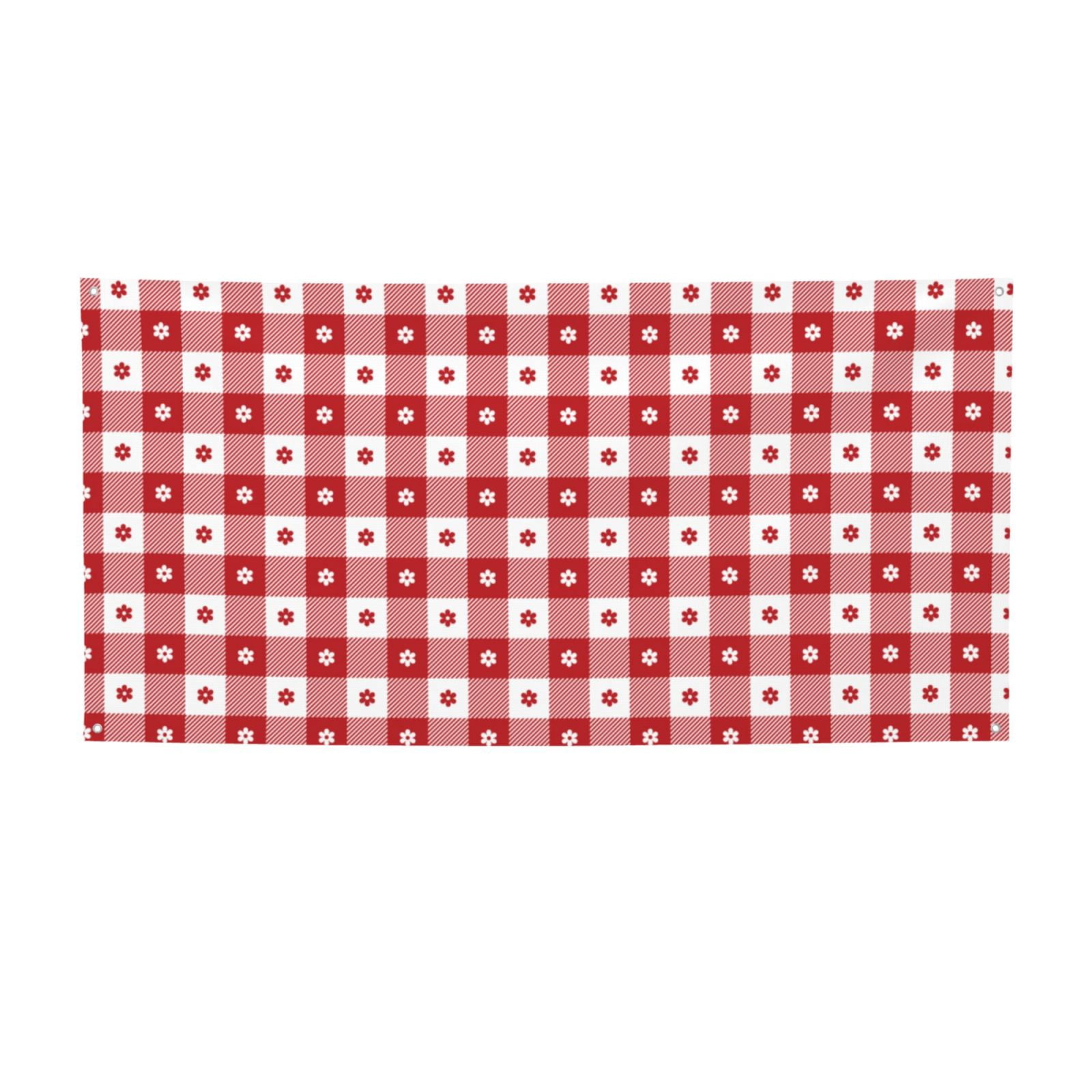 Zufioo Red Plaid Daisy Print Holiday Banners, Party Banners, Hanging ...