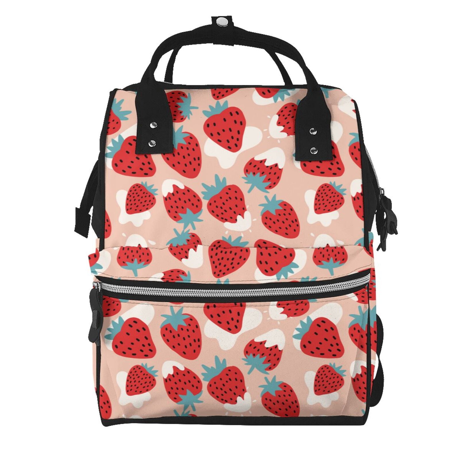 Zufioo Red Strawberry Print Large capacity mommy bag, diaper bag ...