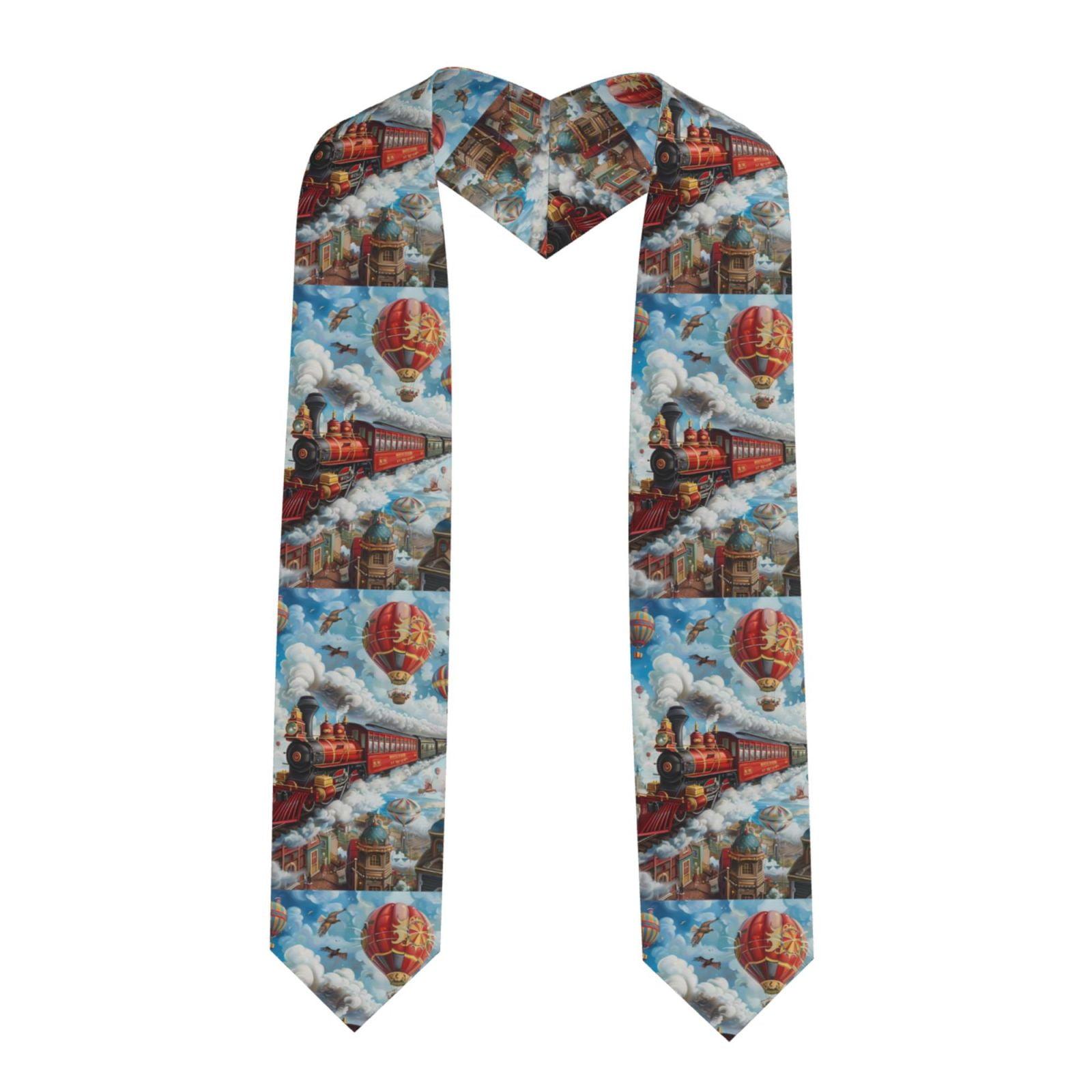 Zufioo Red Train Hot Air Balloon Print Graduation Shawl Ribbon ...