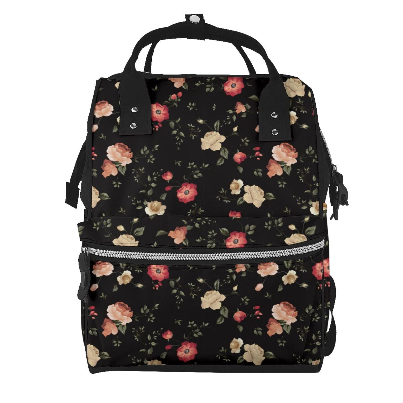 Zufioo Red White Flowers Print Large capacity mommy bag, diaper bag ...