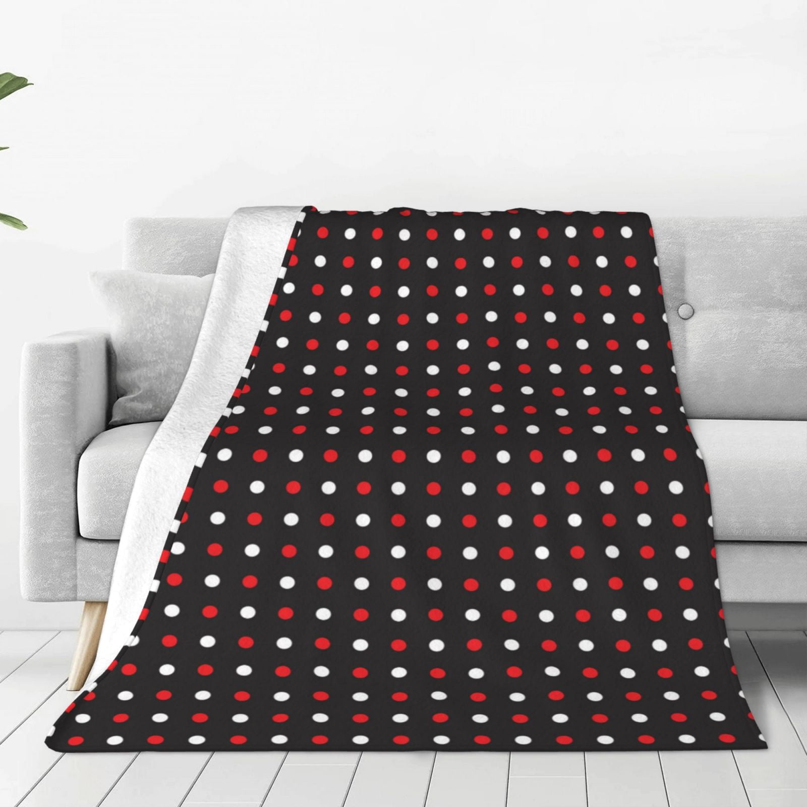 Zufioo Red and white polka dots Fleece Blanket Queen Size,Plush Bed ...