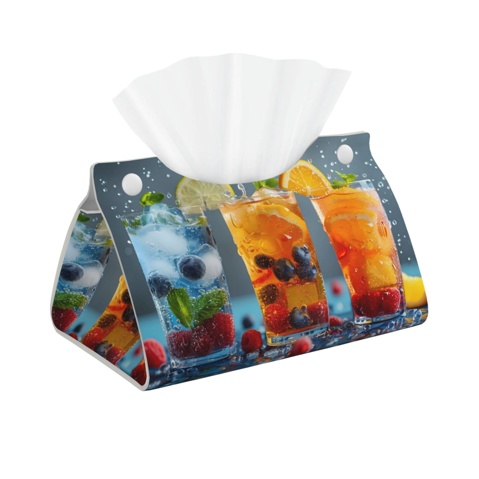 Zufioo Refreshing Fruit Infused Drinks Print Long Leather Tissue Bag ...
