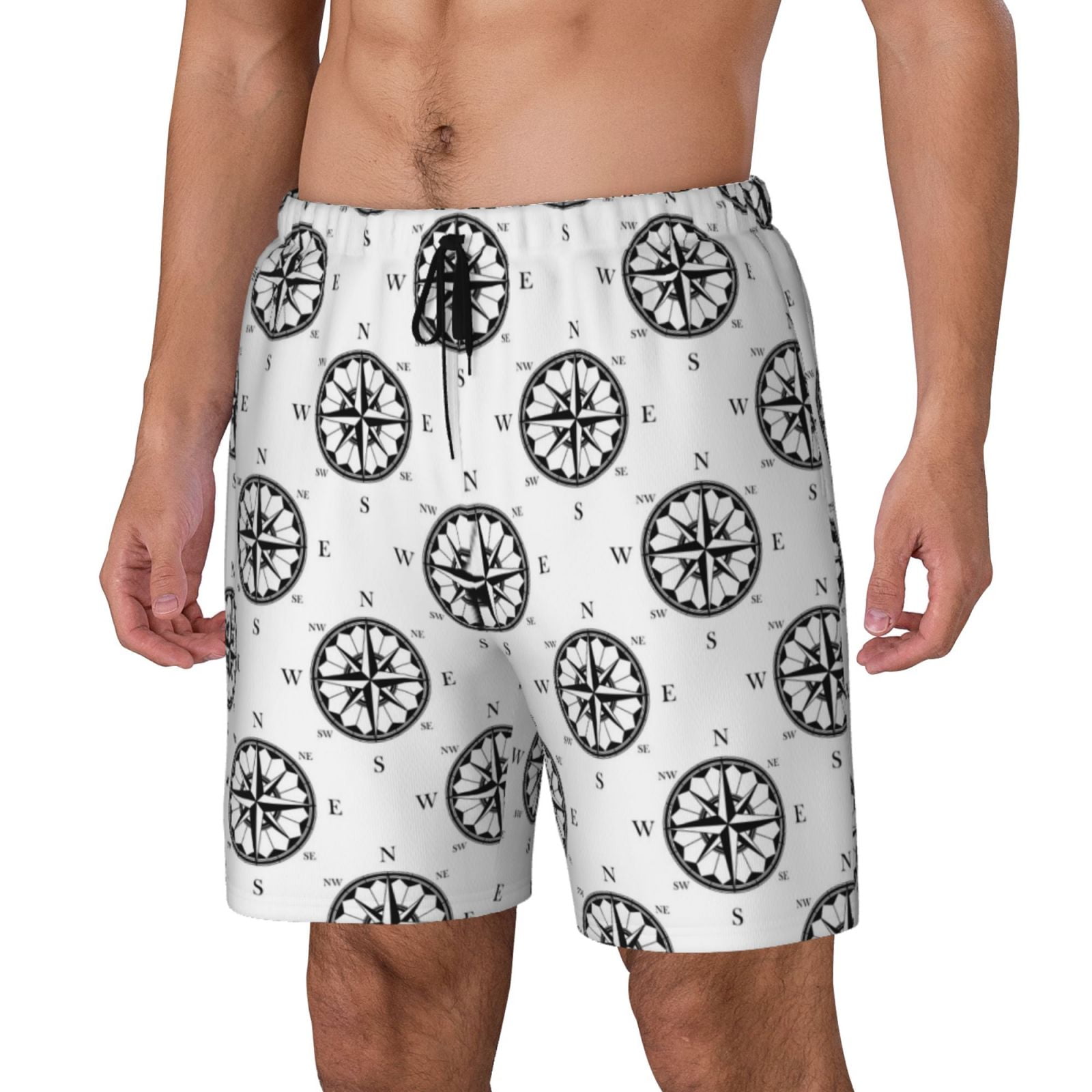 Zufioo Retro Compass Mens Swimsuit Trunks with Compression Liner,Quick ...