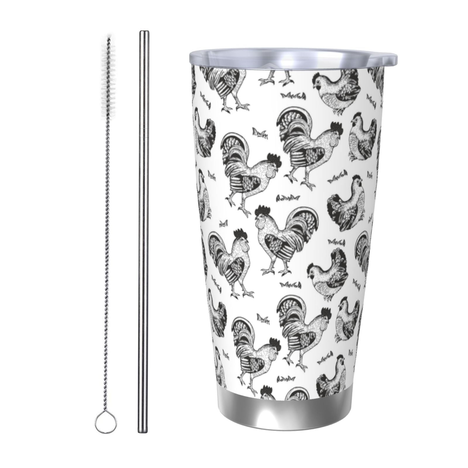 Zufioo Retro Rooster Print 20OZ Stainless Steel Car Cup, Direct ...