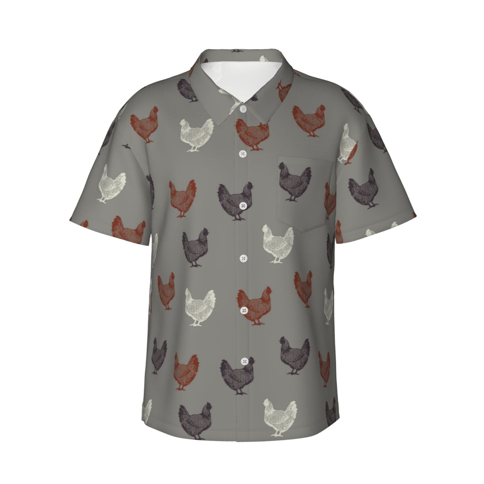 Zufioo Rooster Hawaiian Shirt for Men,Beach Shirts Tropical Vacation ...