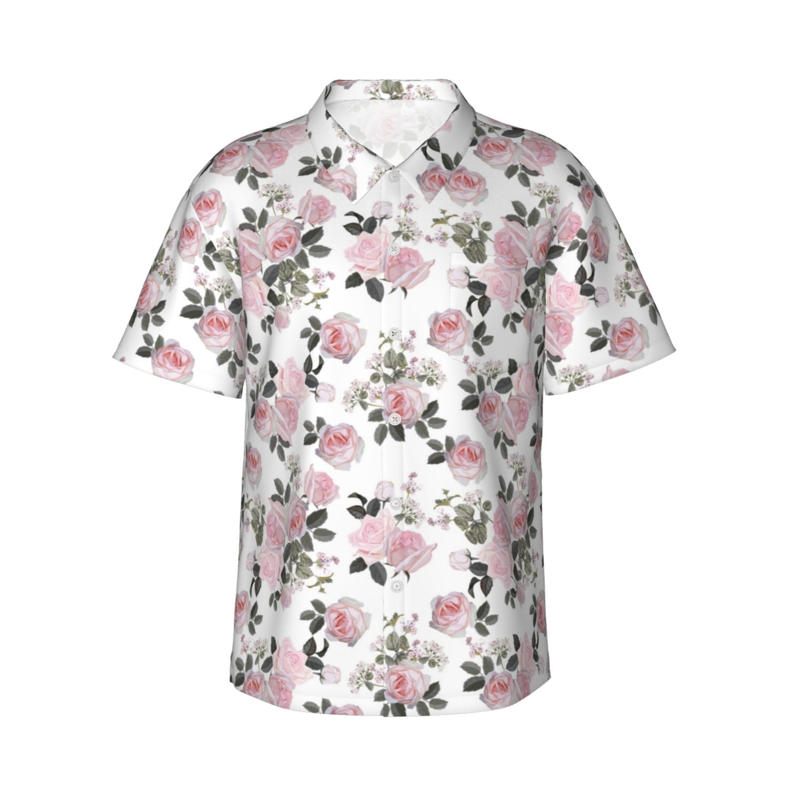 Zufioo Rose Flowers Hawaiian Shirt for Men,Beach Shirts Tropical ...