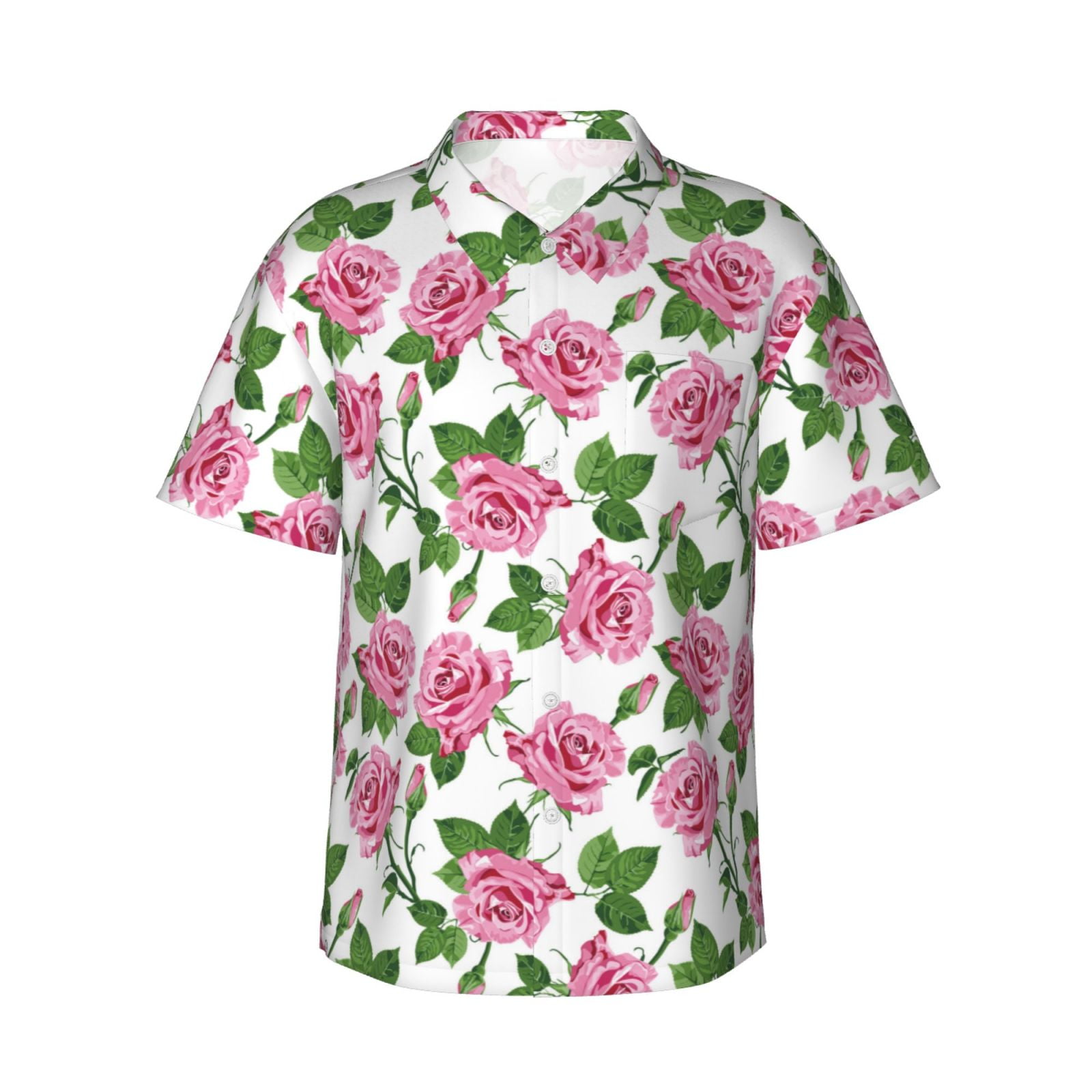 Zufioo Rose Flowers Hawaiian Shirt for Men,Beach Shirts Tropical ...