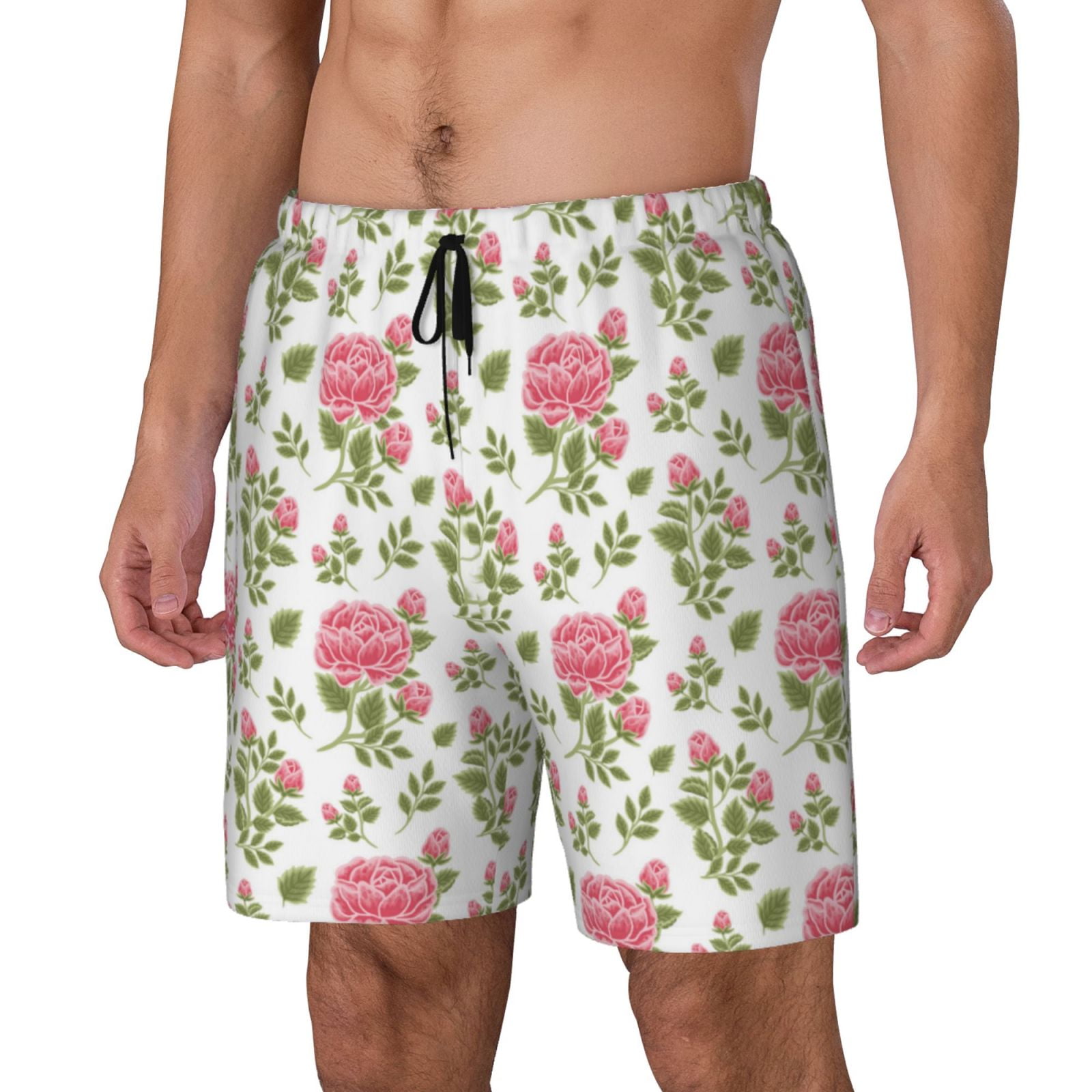 Zufioo Rose Flowers Mens Swimsuit Trunks with Compression Liner,Quick ...