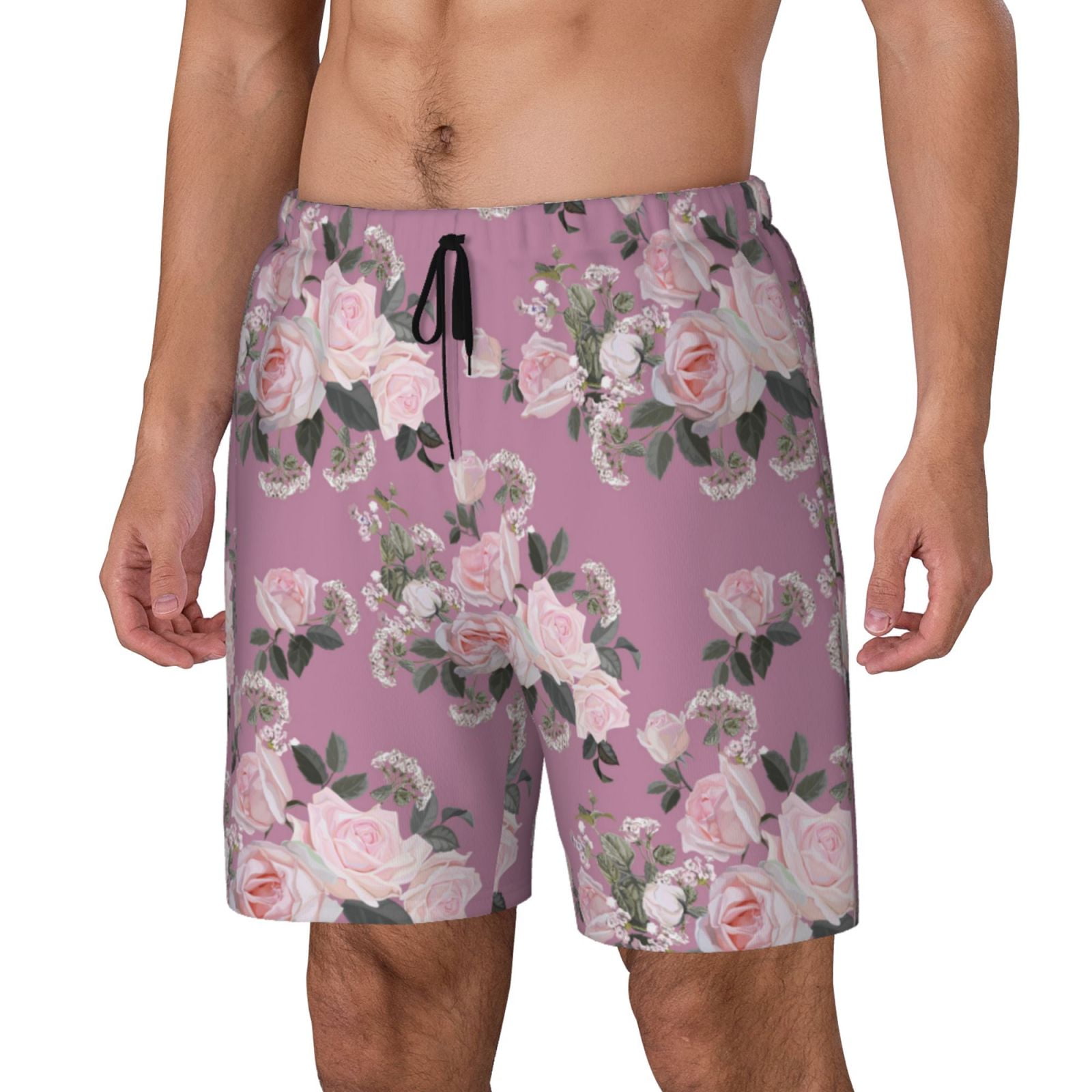 Zufioo Rose Flowers Mens Swimsuit Trunks with Compression Liner,Quick ...