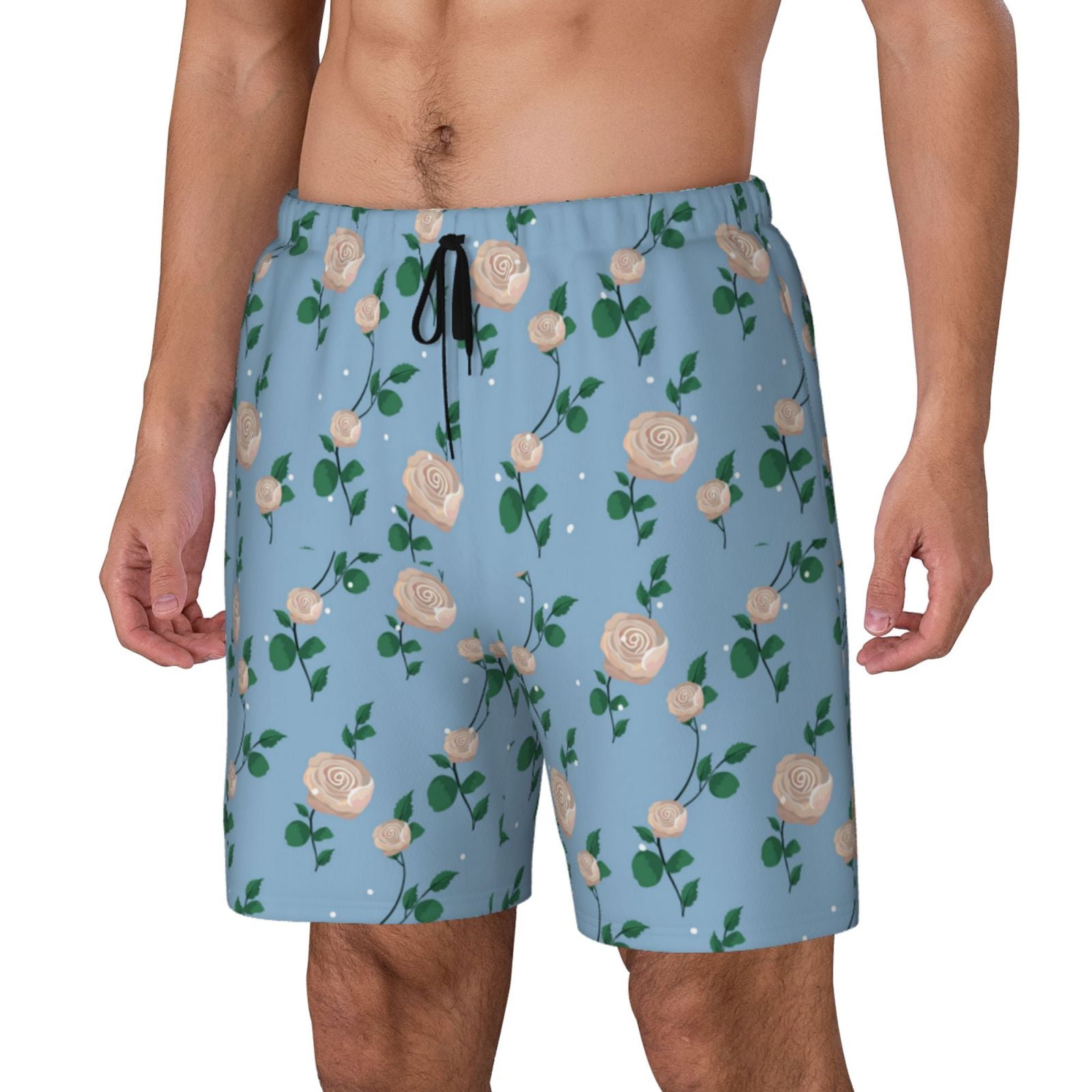 Zufioo Rose Flowers Mens Swimsuit Trunks with Compression Liner,Quick ...