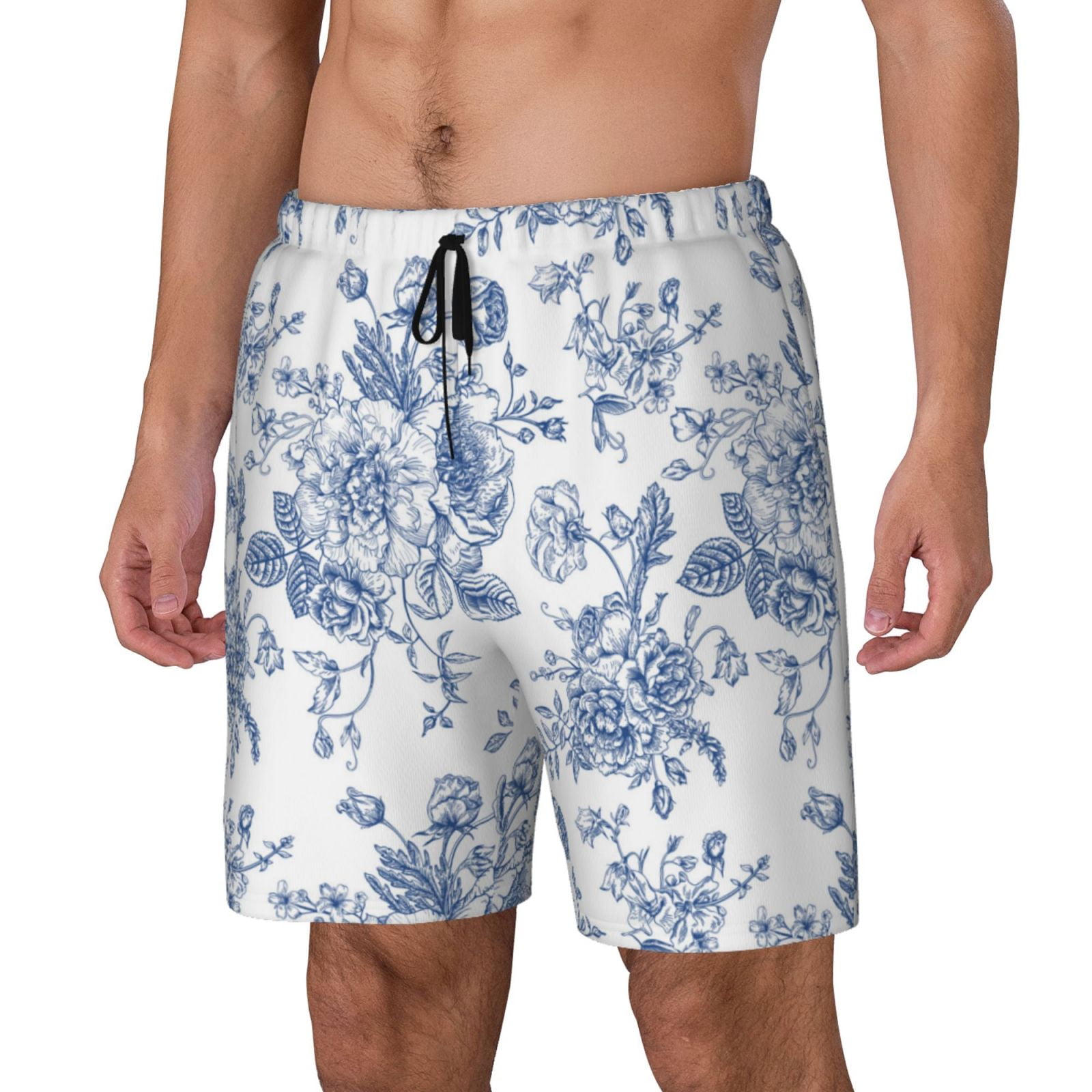 Zufioo Rose Flowers Mens Swimsuit Trunks with Compression Liner,Quick ...