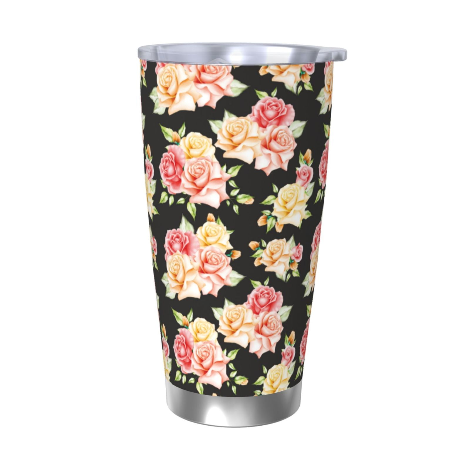 Zufioo Rose Flowers Print 20OZ Stainless Steel Car Cup, Direct Drinking ...