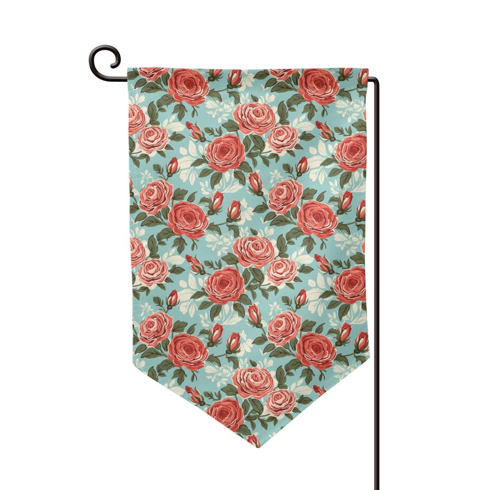 Zufioo Rose Flowers Print Garden Decoration Flags, Sun-resistant and ...