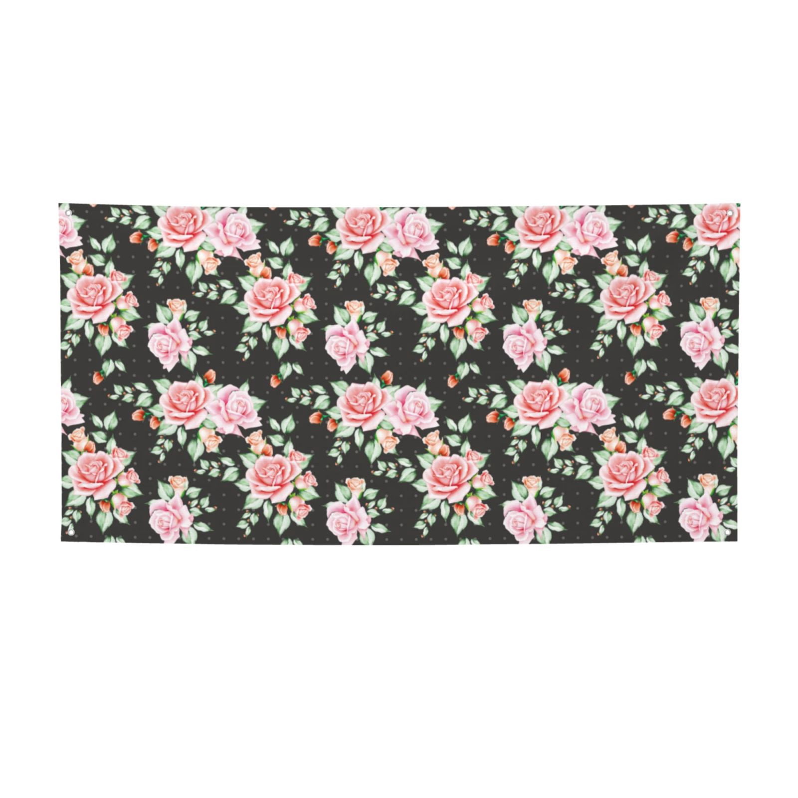Zufioo Rose Flowers Print Holiday Banners, Party Banners, Hanging Flags ...