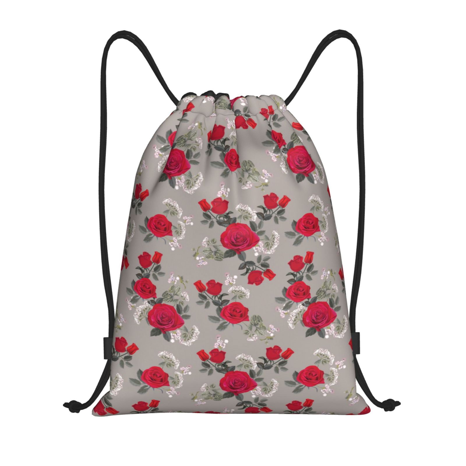 Zufioo Rose Flowers Sports Cinch Sack Gym String Bags Machine Washable ...