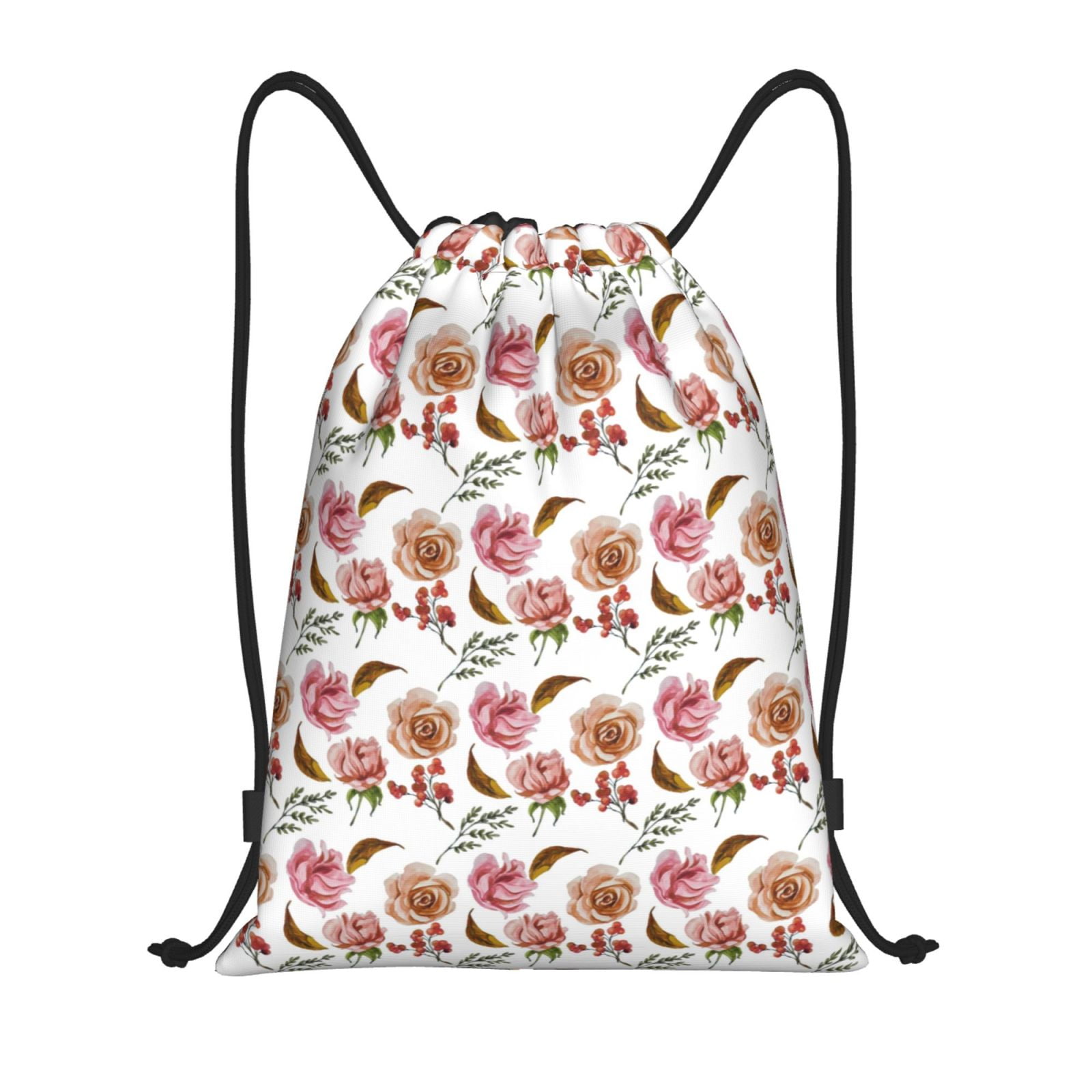 Zufioo Rose Flowers Sports Cinch Sack Gym String Bags Machine Washable ...