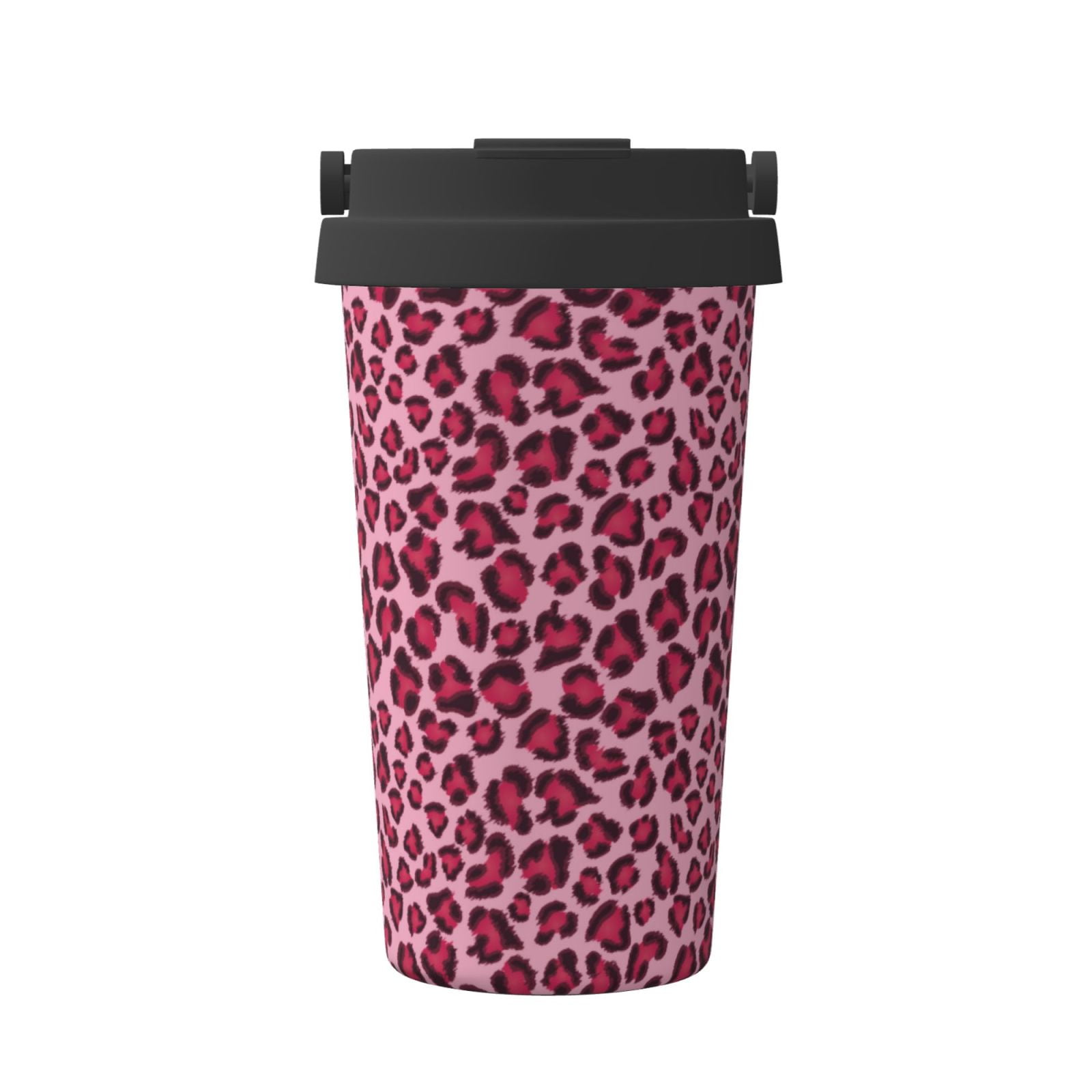 Zufioo Rose Leopard Print Print Portable Insulated Coffee Cup ...