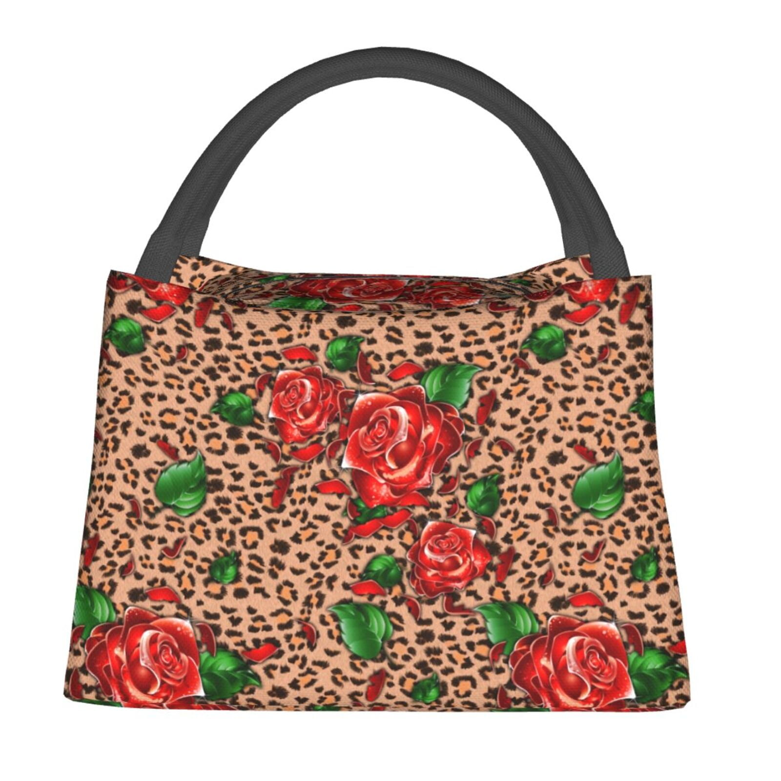 Zufioo Rose Mix Leopard 1 Insulated Reusable Grocery Bags,Cooler Bag,Food Delivery Bag, Travel ...