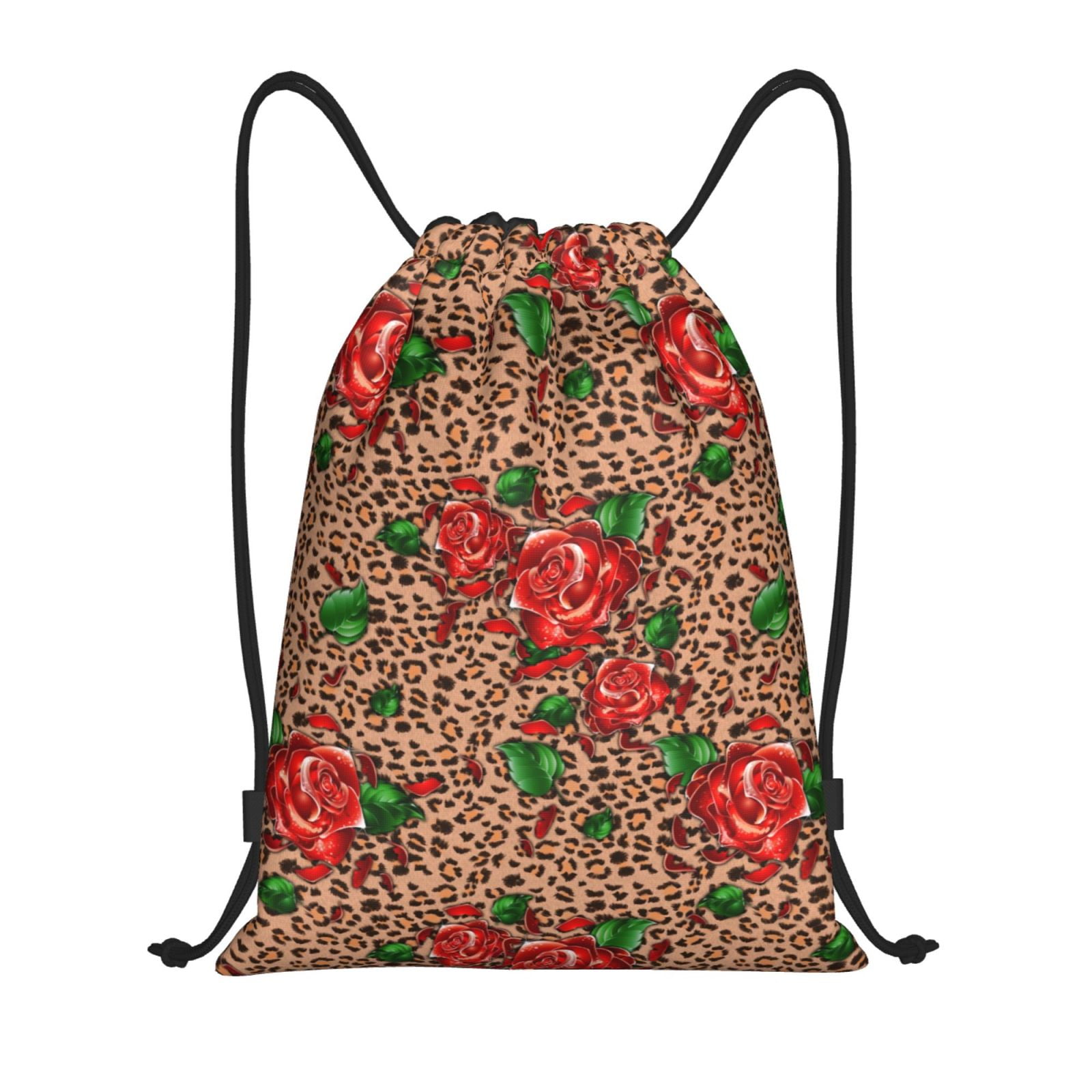 Zufioo Rose Mix Leopard 1 Sports Cinch Sack Gym String Bags Machine ...
