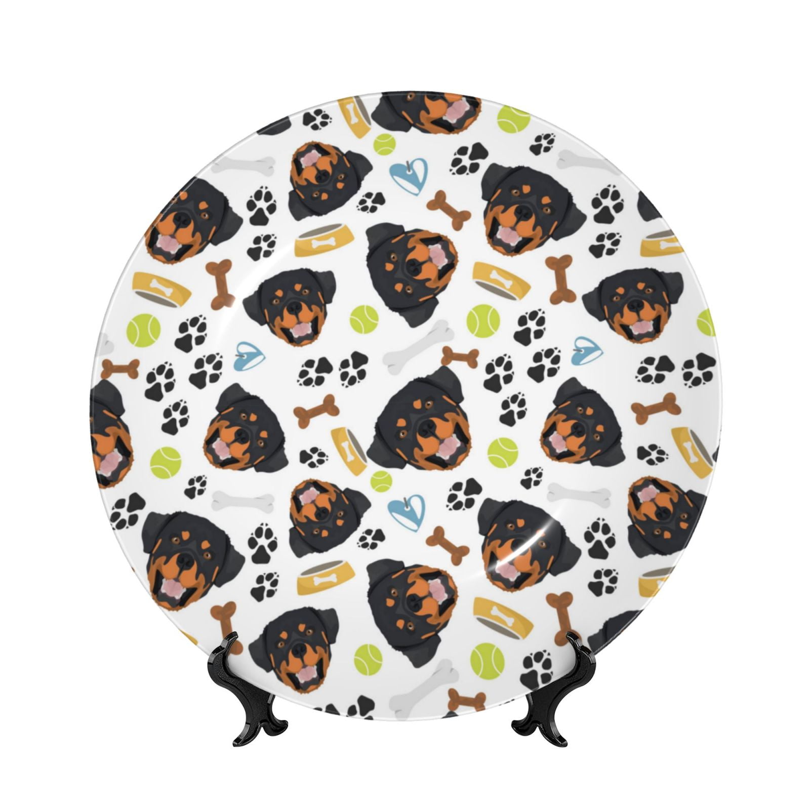 Zufioo Rottweiler Print Bone China Decorative Plate, Ceramic Dinner ...