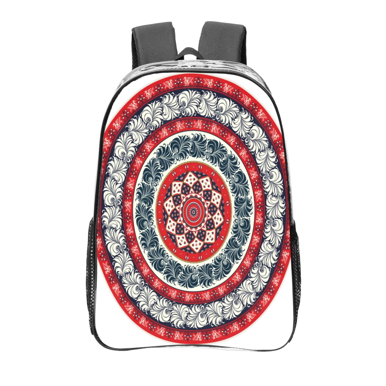 Zufioo Round Design Print Transparent Backpack, 16-inch PVC Waterproof ...