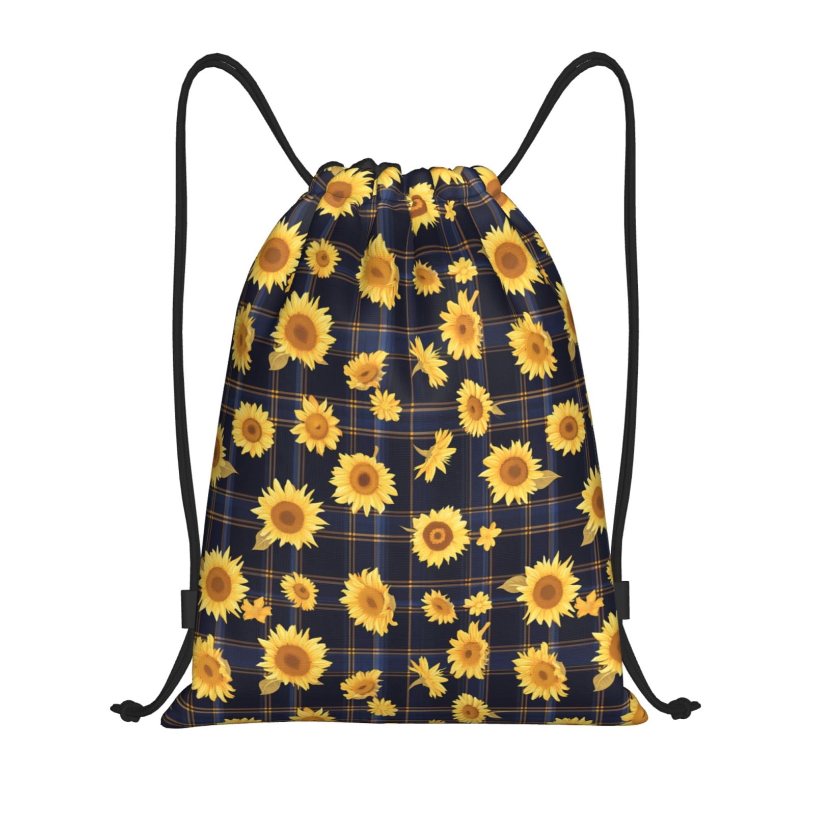 Zufioo Royal Blue Plaid Sunflower Sports Cinch Sack Gym String Bags ...
