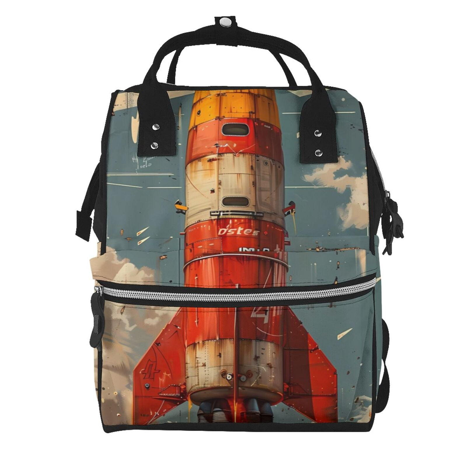 Zufioo Rusty Rocket Launch Print Large capacity mommy bag, diaper bag ...