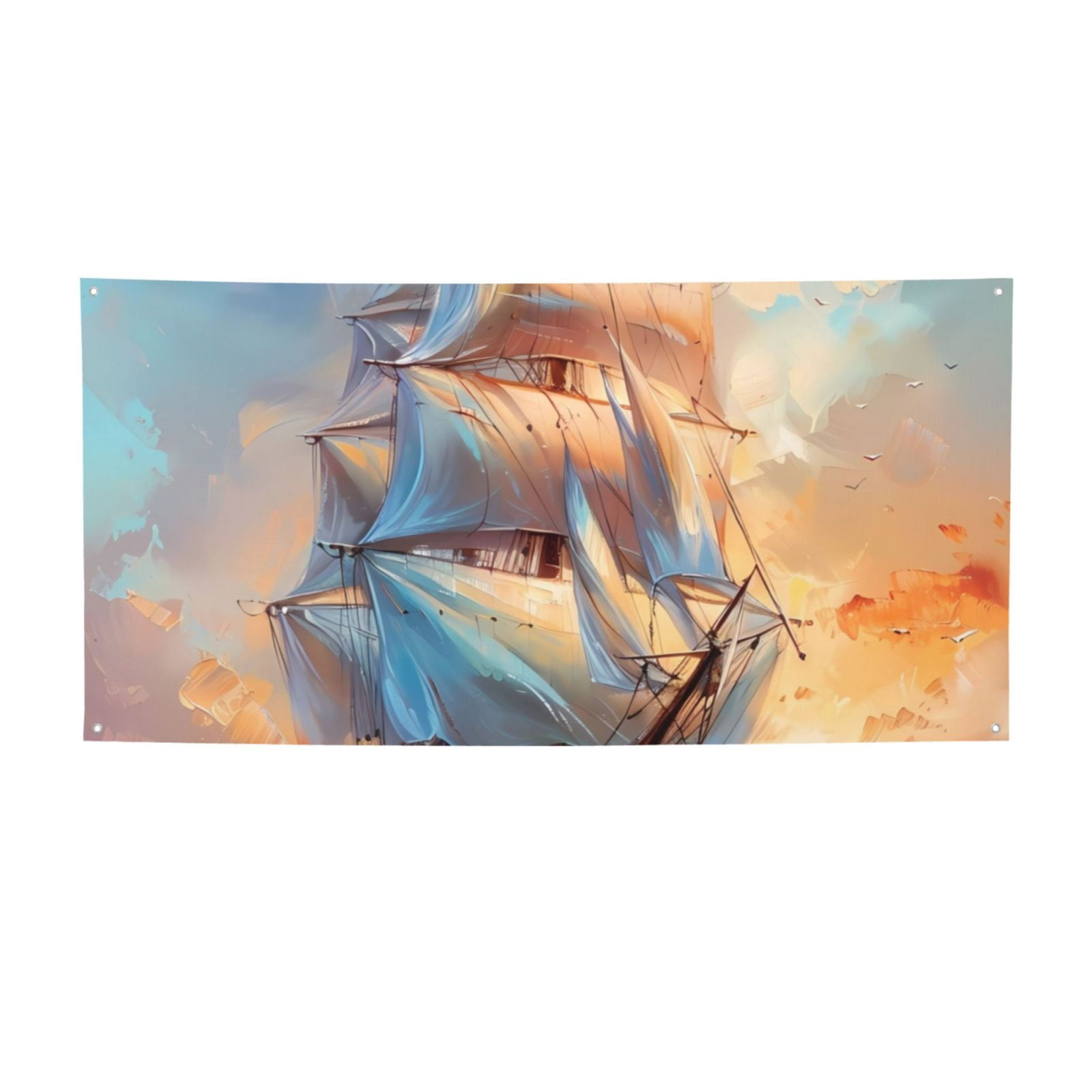 Zufioo Sailing Ship Ocean Sunset Print Holiday Banners, Party Banners ...