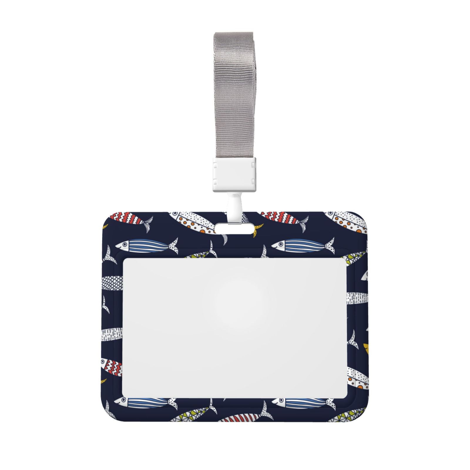 Zufioo Sardine Print Work Badge Protective Case, Waterproof Lanyard ...