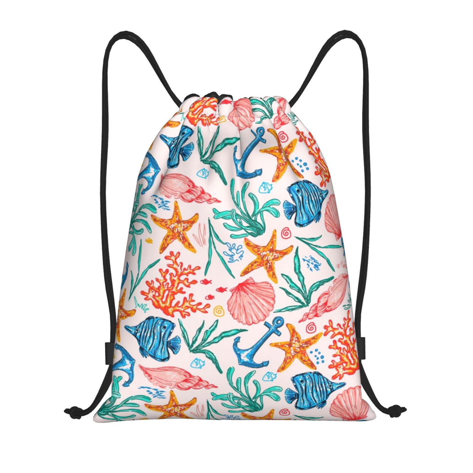 Zufioo Sea Creatures Sports Cinch Sack Gym String Bags Machine Washable ...