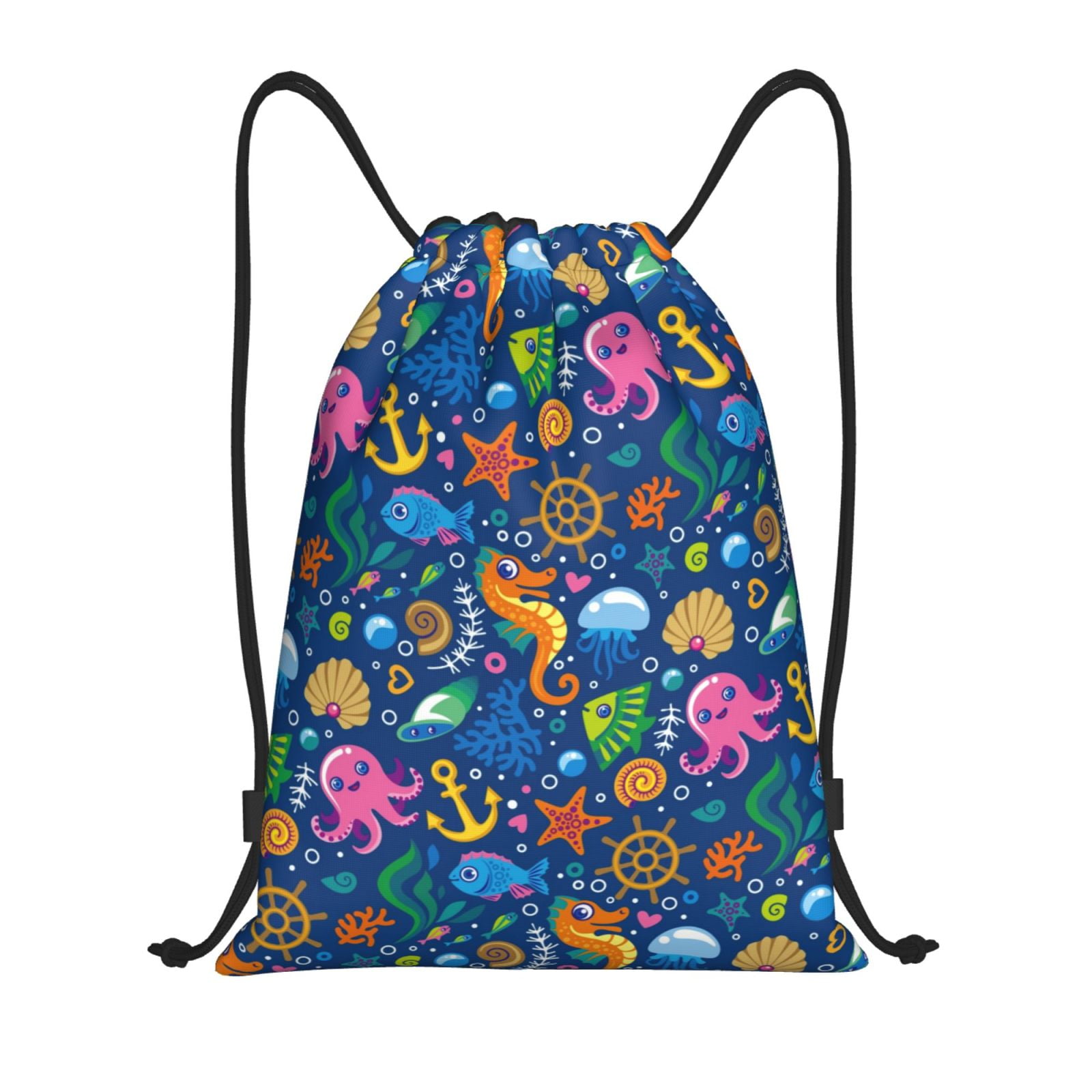 Zufioo Sea Fish Sports Cinch Sack Gym String Bags Machine Washable ...